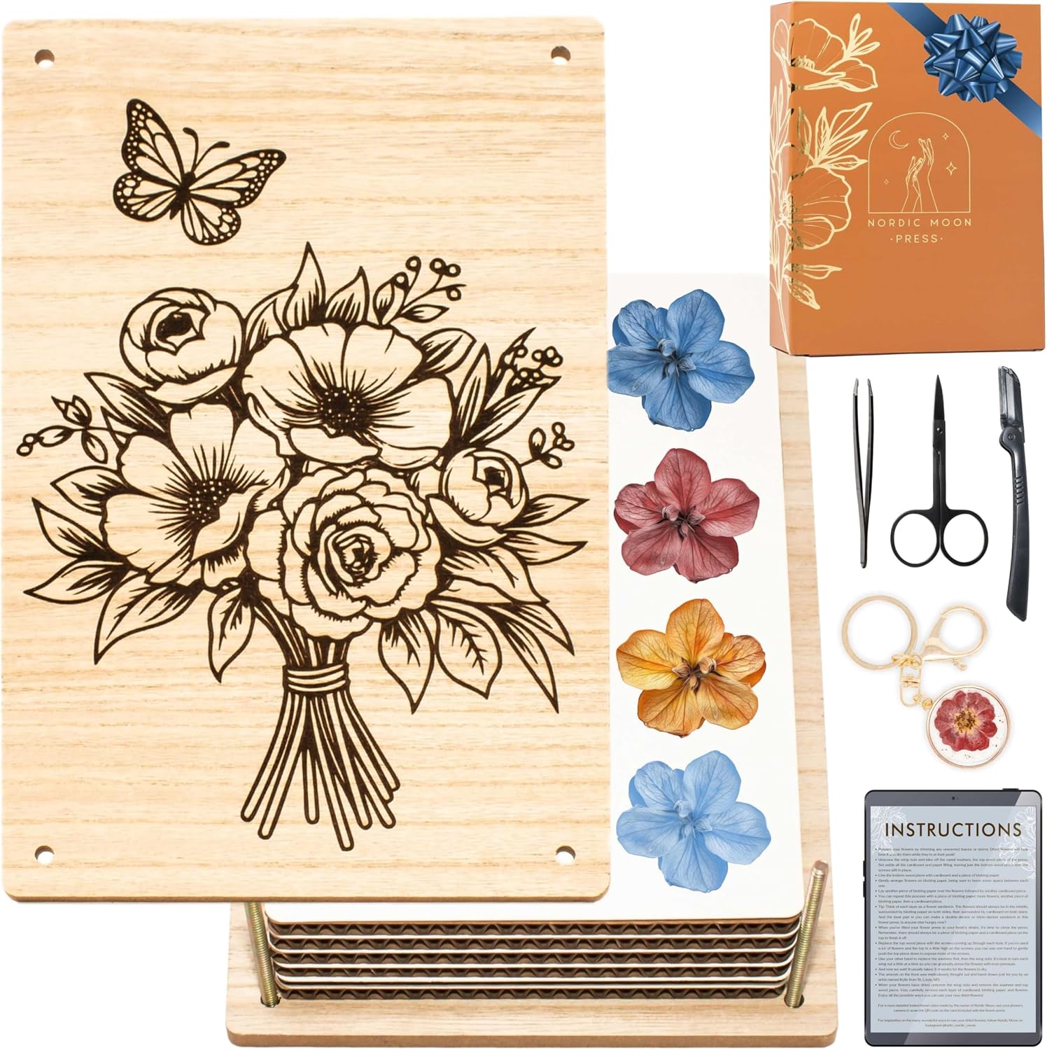 Amazon.com: Nordic Moon Flower Pressing Kit for Adults - Large Flower ...