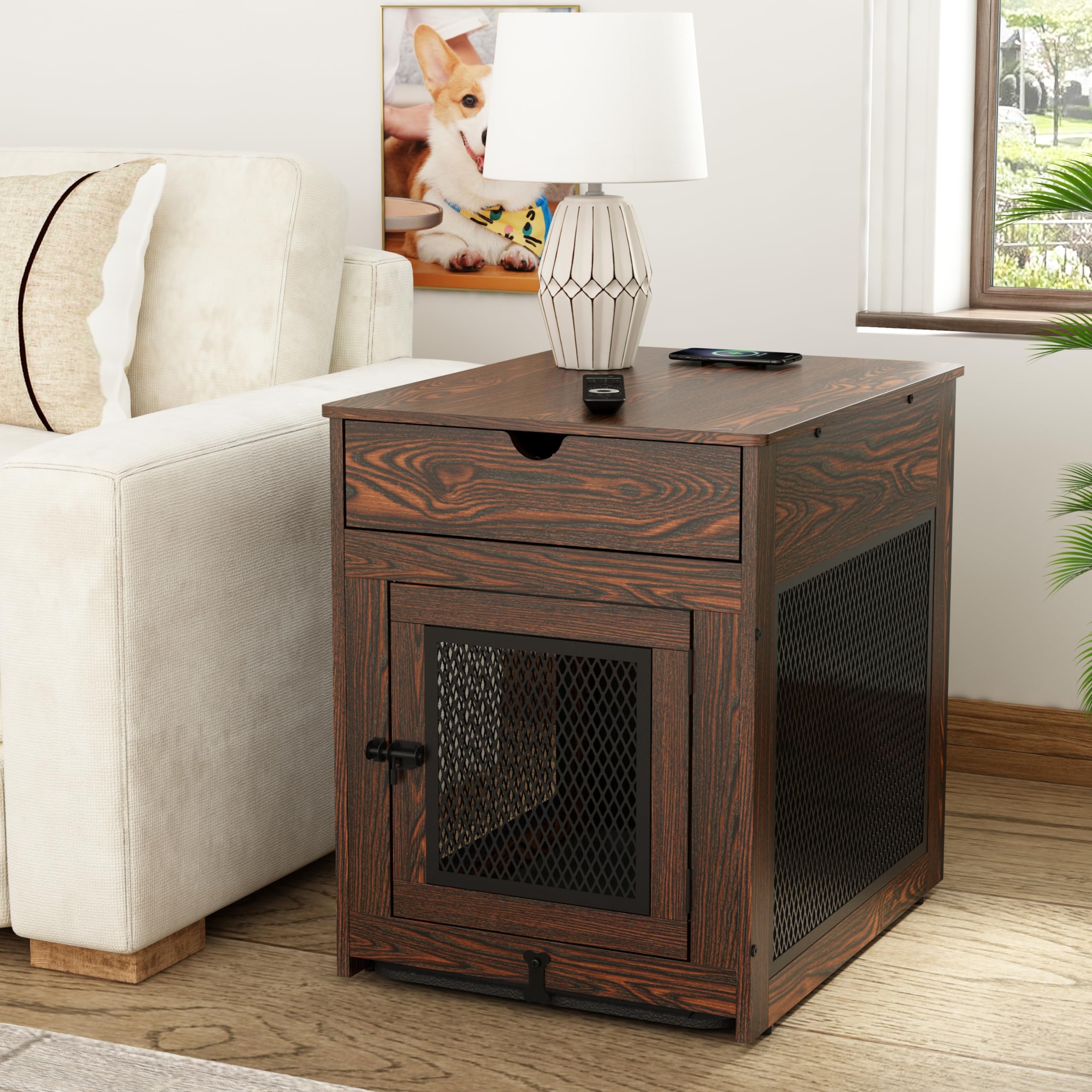 Amazon.com: Piskyet Dog Crate Furniture,Wooden Dog Crate End Table with ...