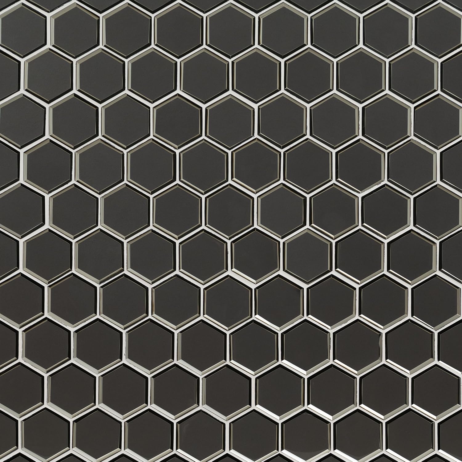 MSI Metallic Gray Beveled 10 in. x 12 in. Glossy Hexagon Glass Tile for ...