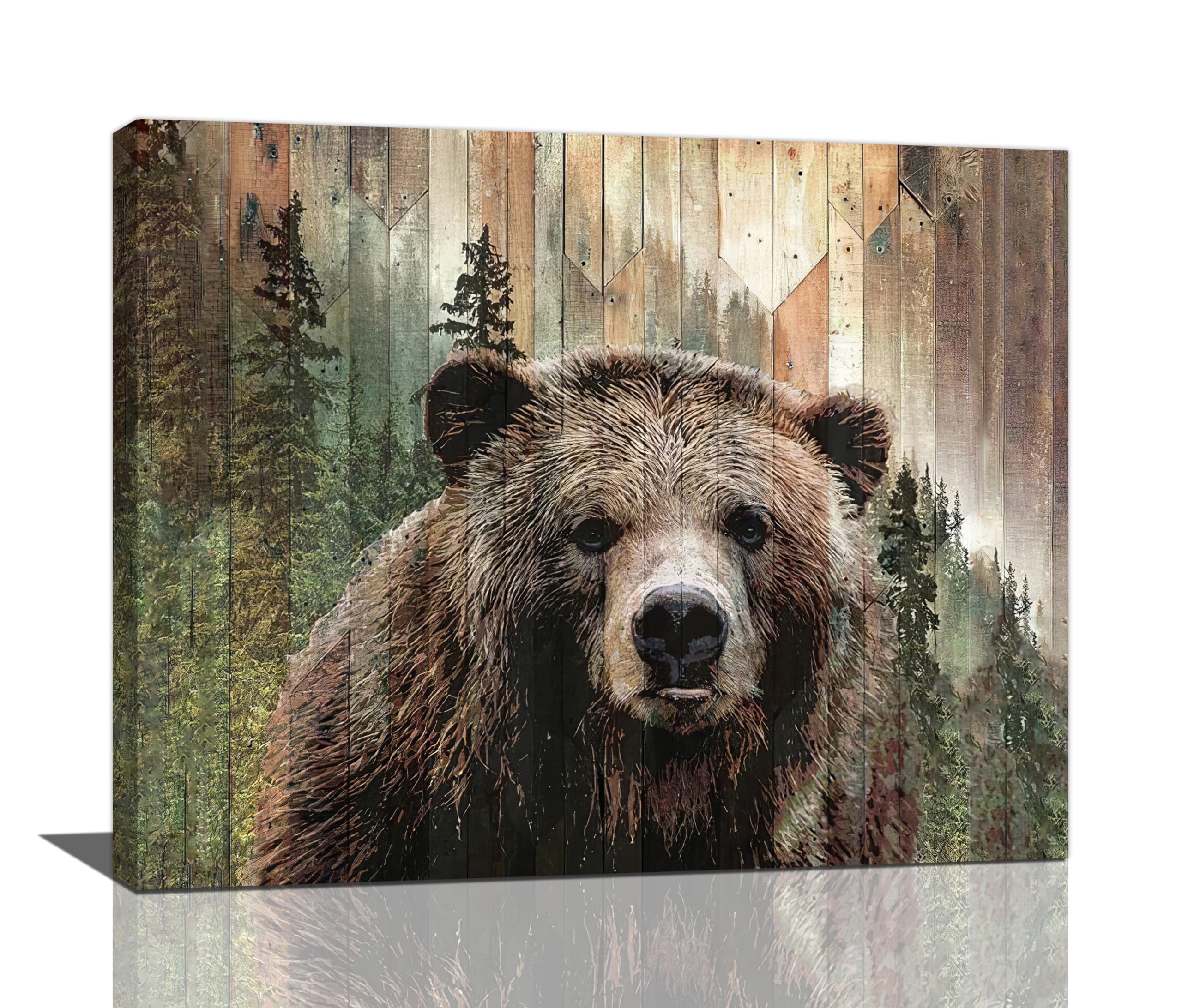 Amazon.com: Farmhouse Bear Cabin Wall Art Rustic Forest Bear Pictures ...
