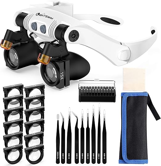 Lightswim Loupe Serre-tête avec lumière LED, Loupe Mains Libres avec 2 ...