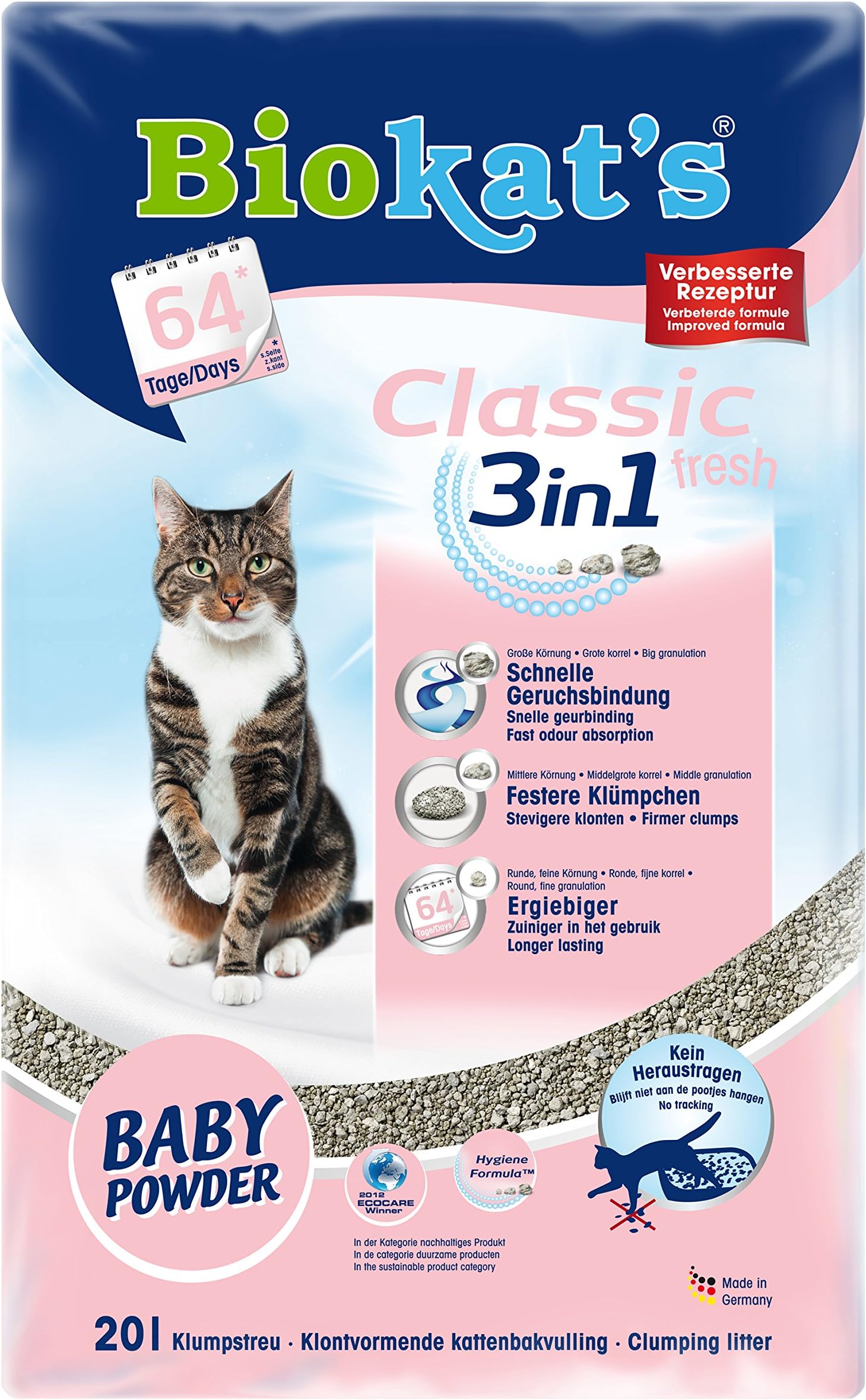 Biokat's Classic Fresh 3-in-1 Cat Litter with Baby Powder Scent, 1 Pack ...