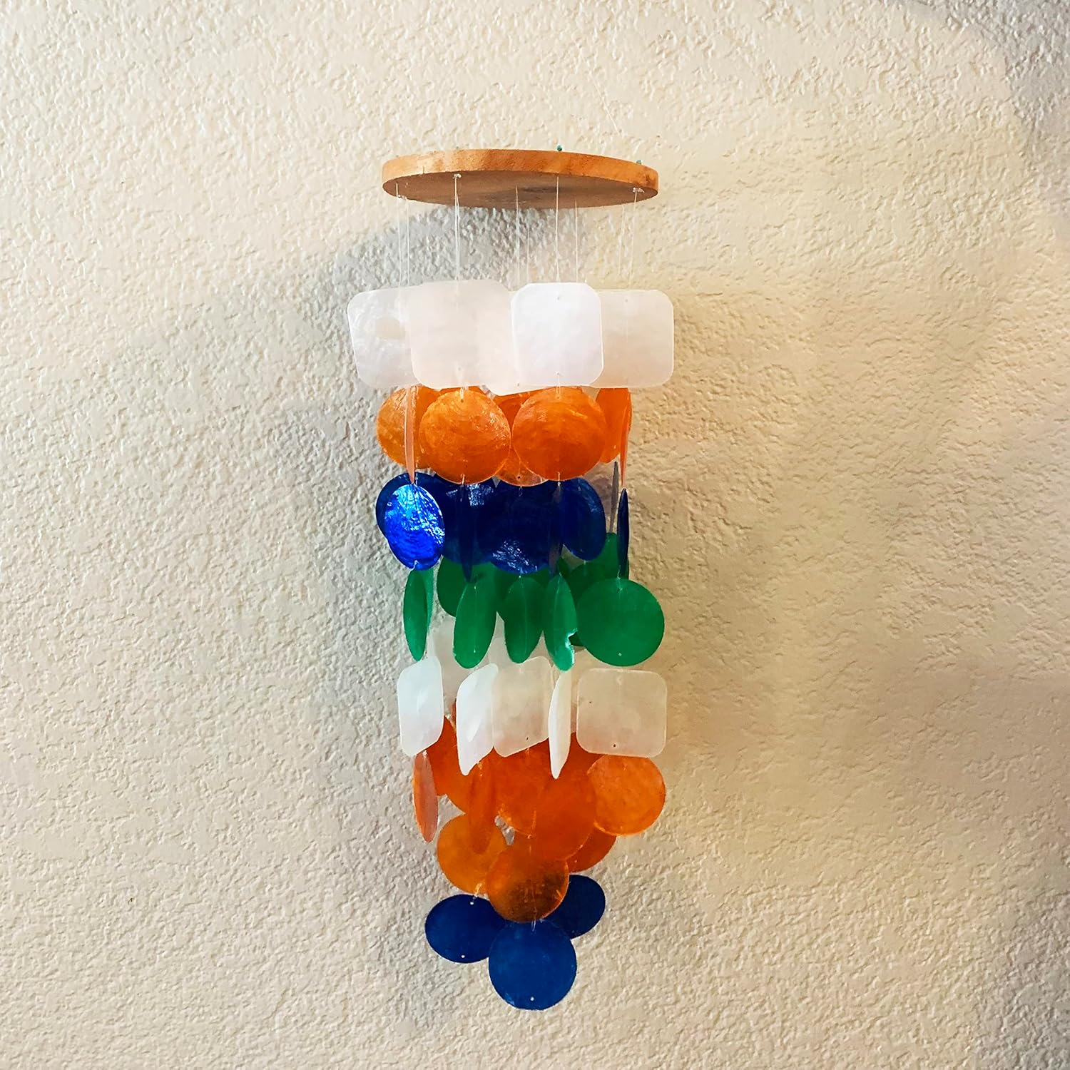 Amazon.com : Heyiwell 1PC Colored Capiz Shell Wind Chimes Hanging Capiz ...