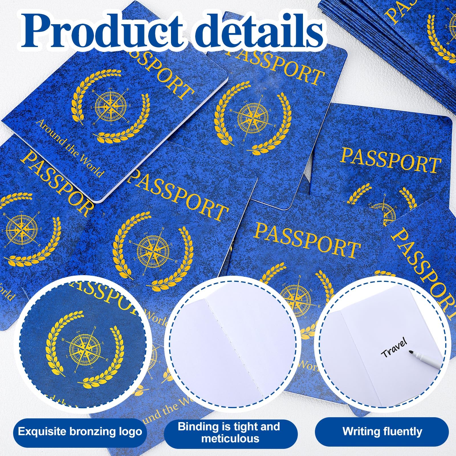 Snapklik.com : Blank Passport Book, Blue Passport Notebook 4 X 5.5 Inch ...