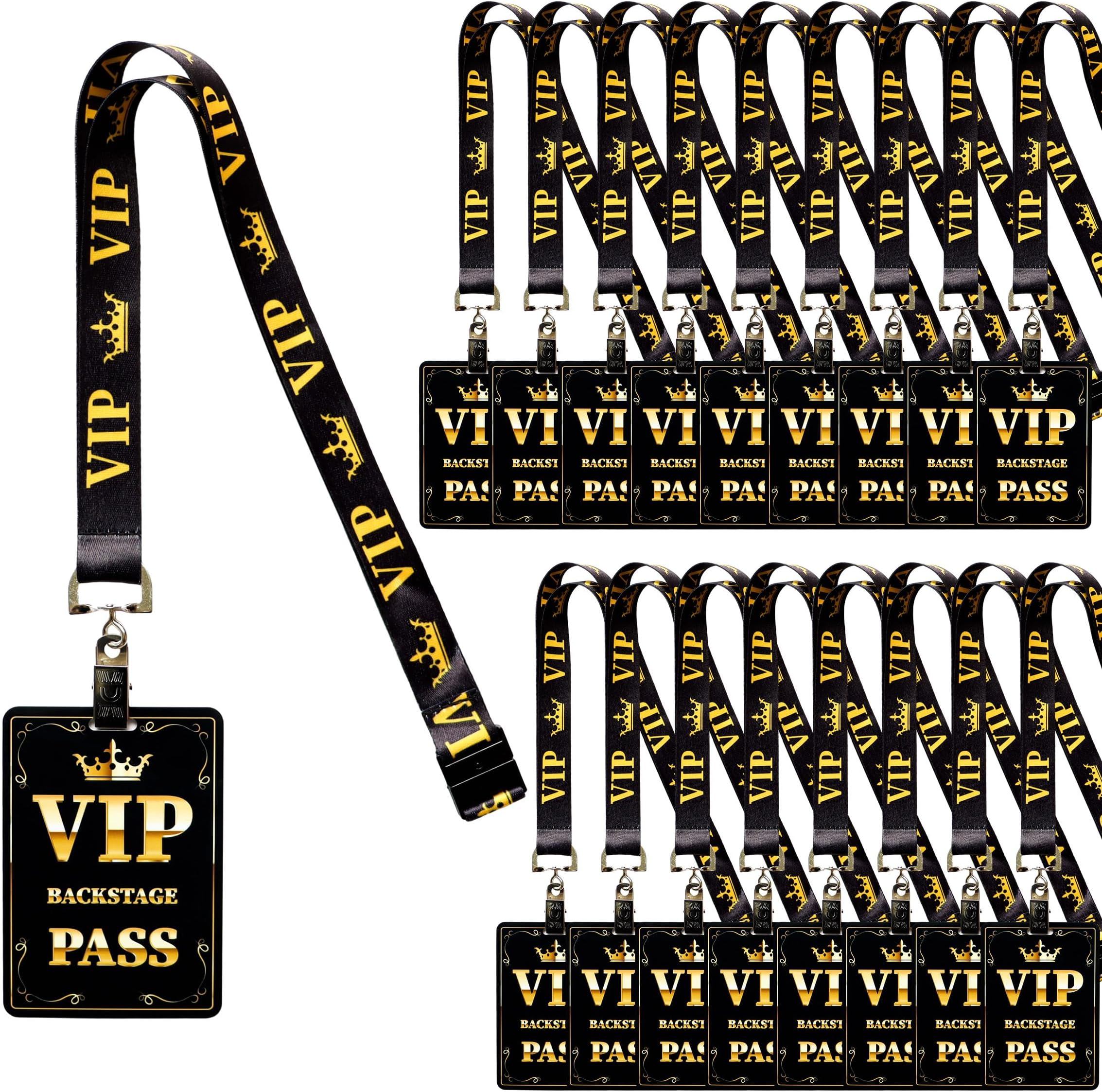 Amazon.com : Harloon 20 Sets VIP Badge Lanyard with Card, Plastic Black ...