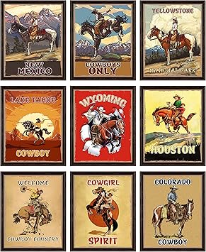Amazon.com: 97 Decor Western Cowboys Poster - Vintage Cowboy Decor ...