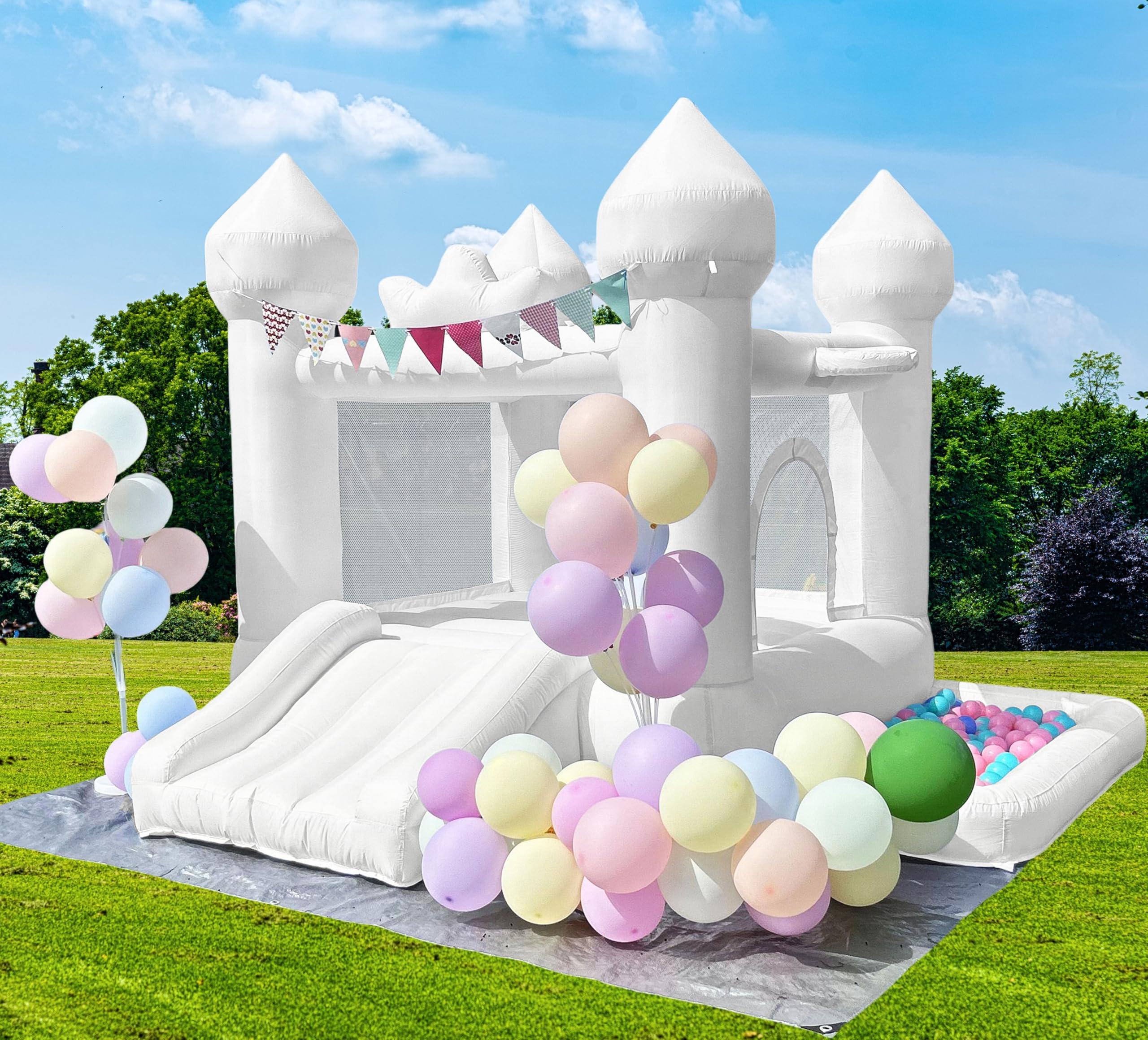Amazon.com: White Bounce House Inflatable Toddler Bouncy Castle Jumper ...