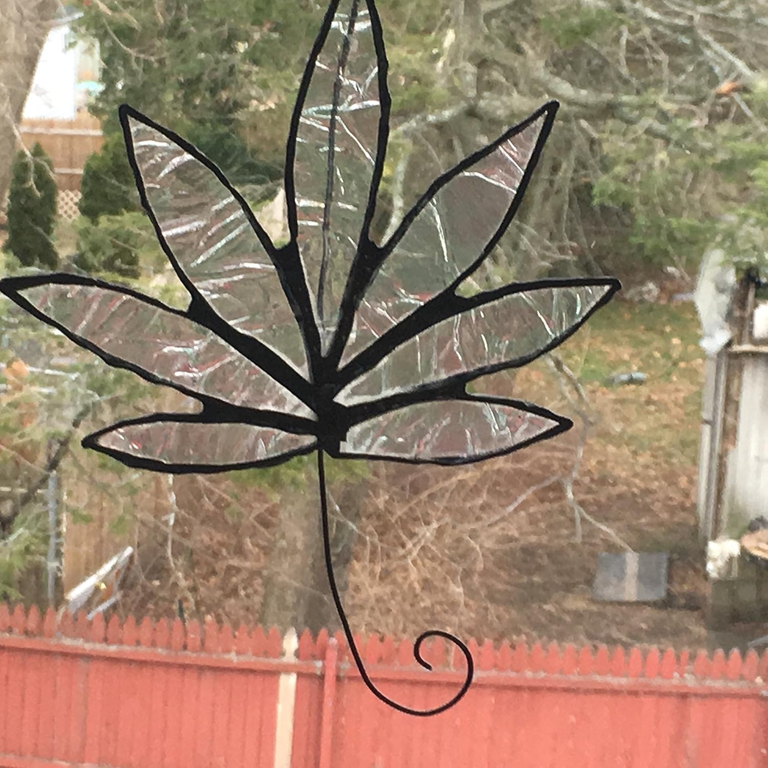 Amazon.com: Clear Iridescent Stained Glass Hemp Leaf, Pot Leaf, Sun ...