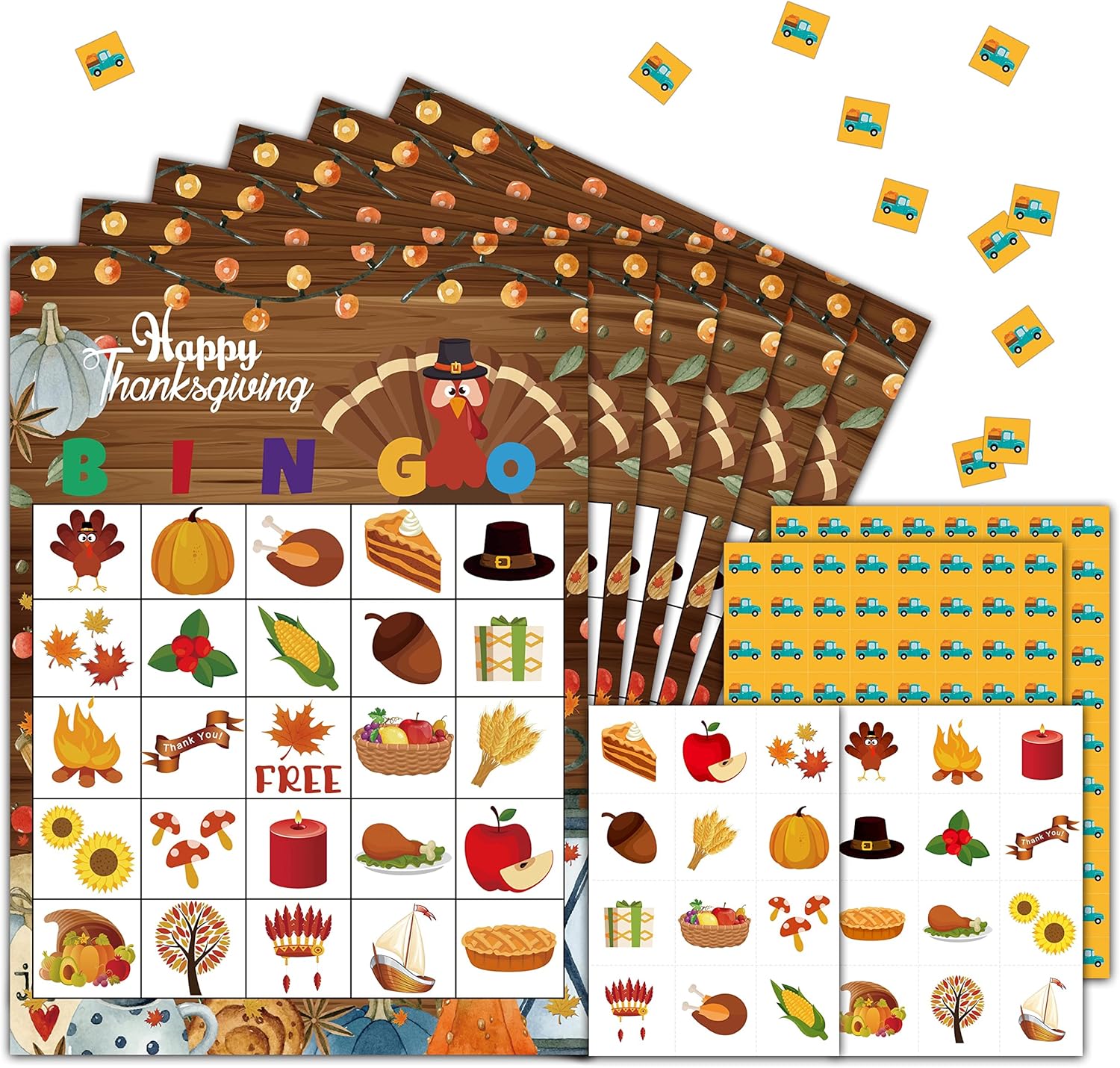 Amazon.com: HEZNZXQ Thanksgiving Bingo Party Game Cards, Thanksgiving ...