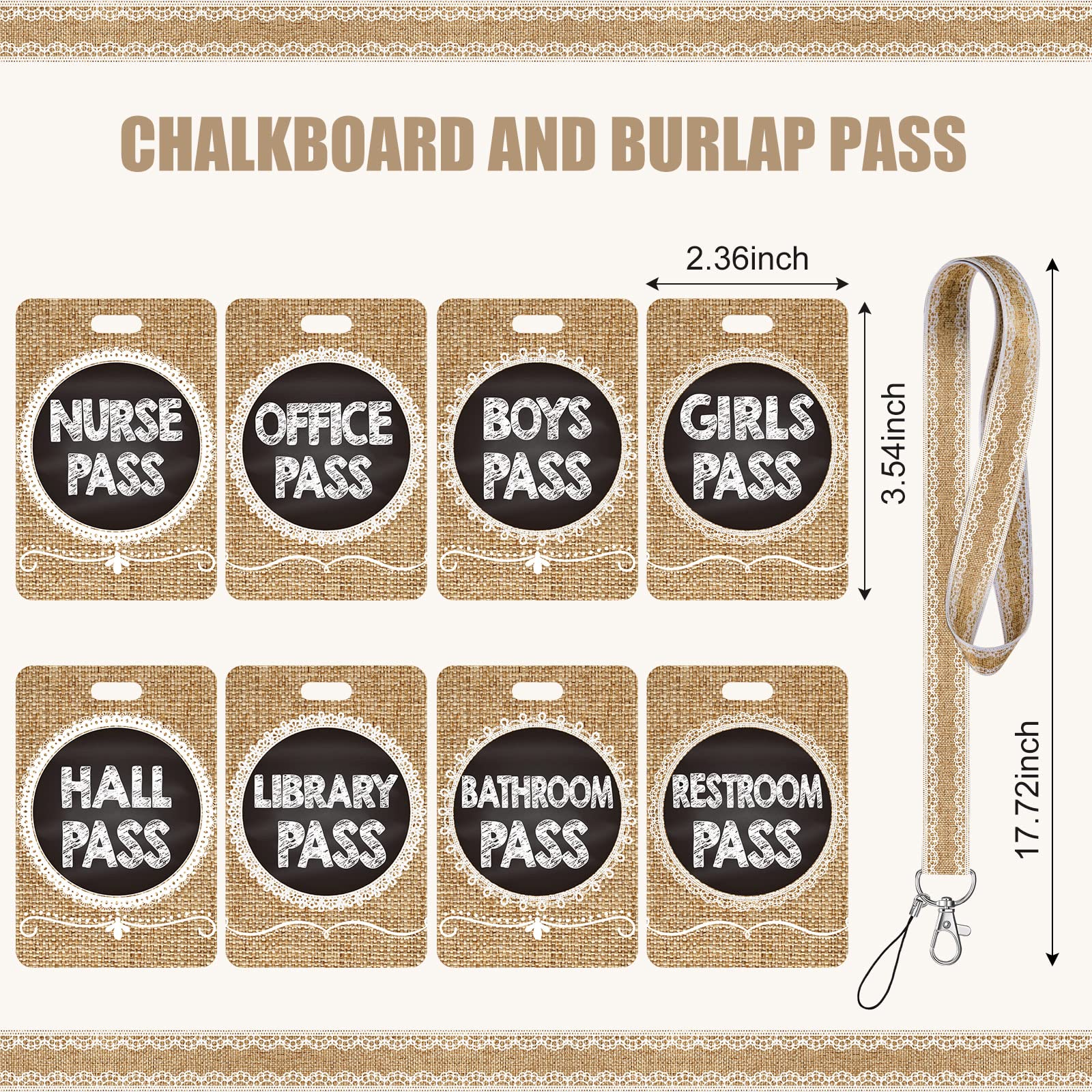 Snapklik.com : Teling 8 Sets Hall Pass Lanyards And School Passes Set ...