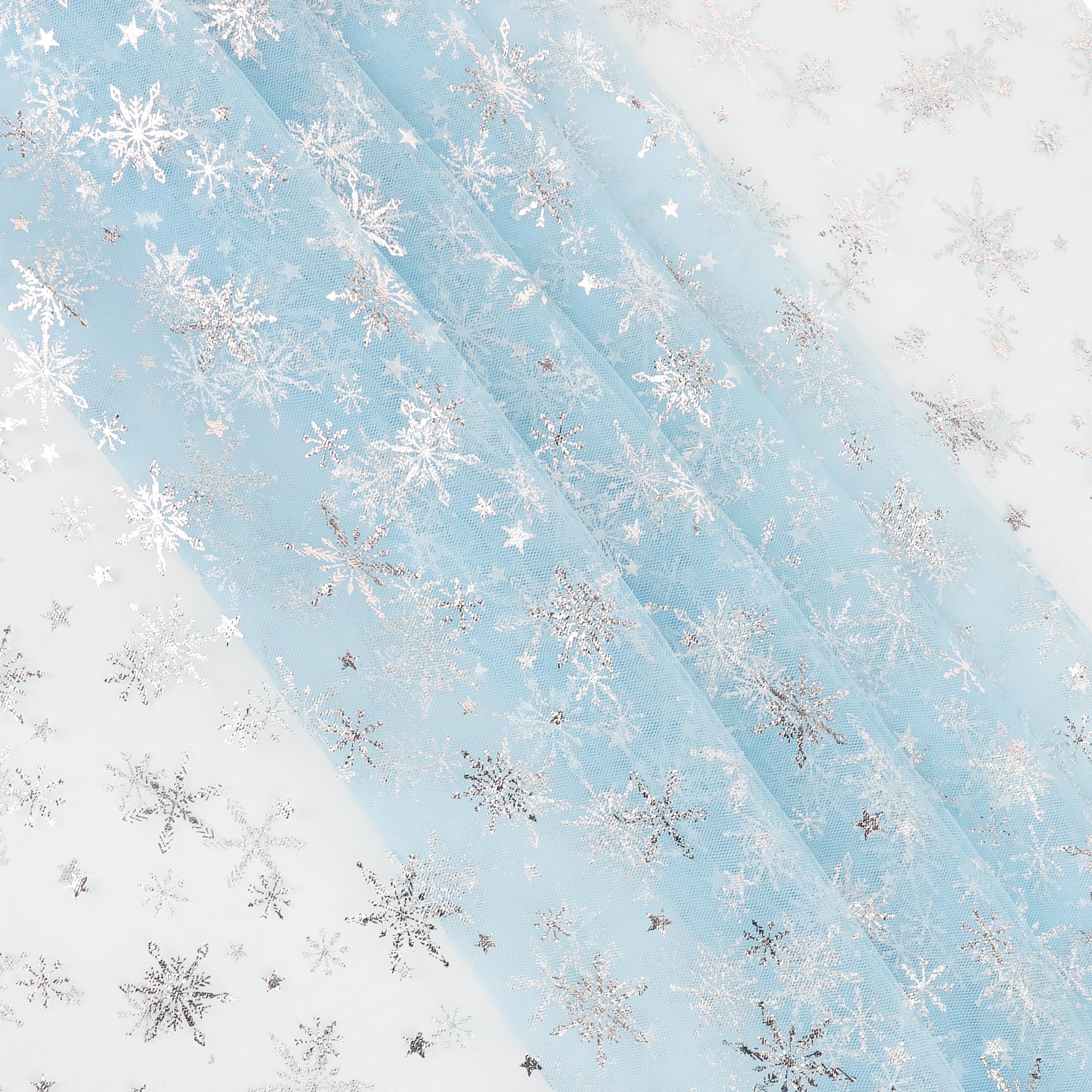 Snapklik.com : Sheer Snowflake Organza Fabric,79"x59" Blue Foil ...