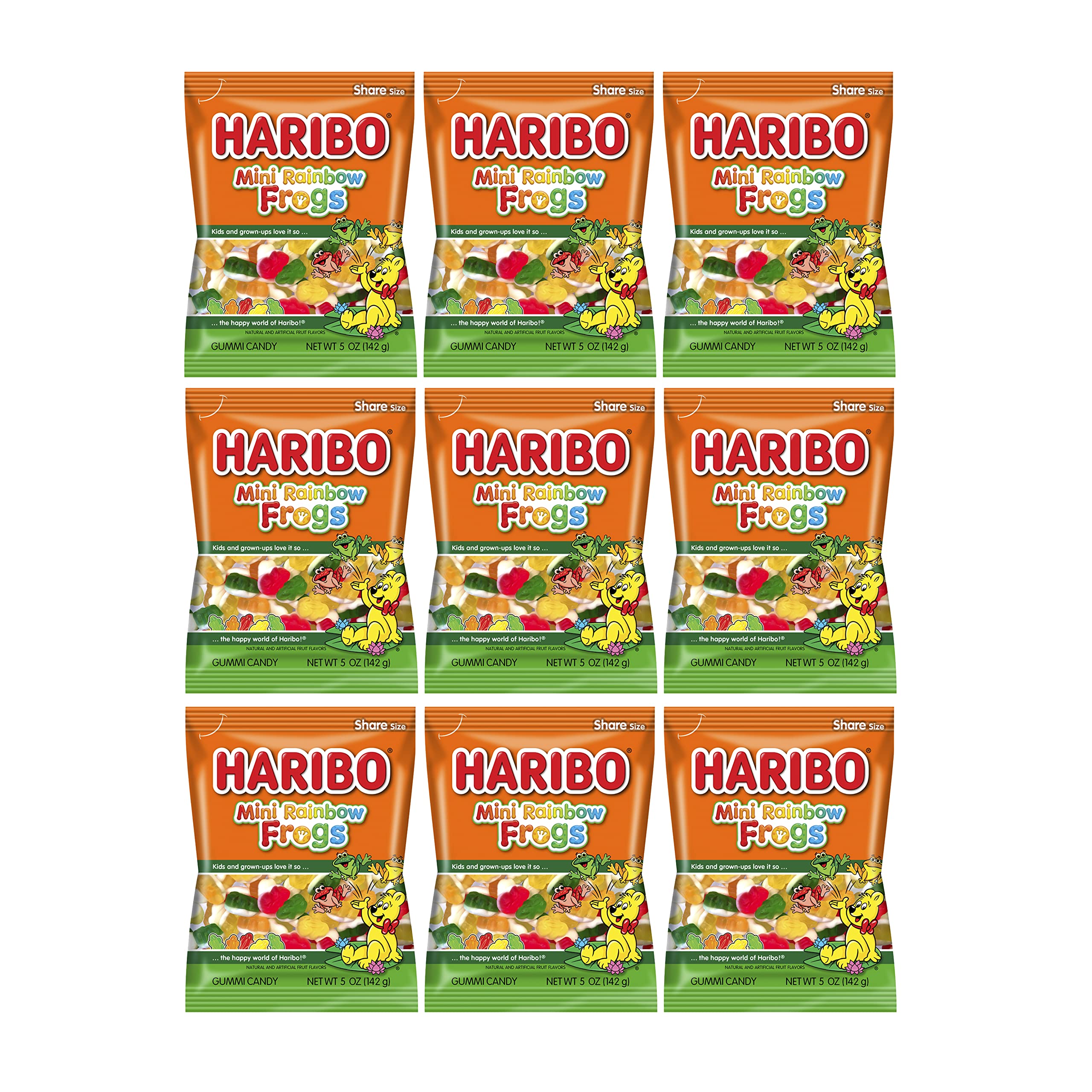 Amazon.com : Haribo Mini Rainbow Frogs Pack of 9 (5oz Bag) Jelly Fruit ...