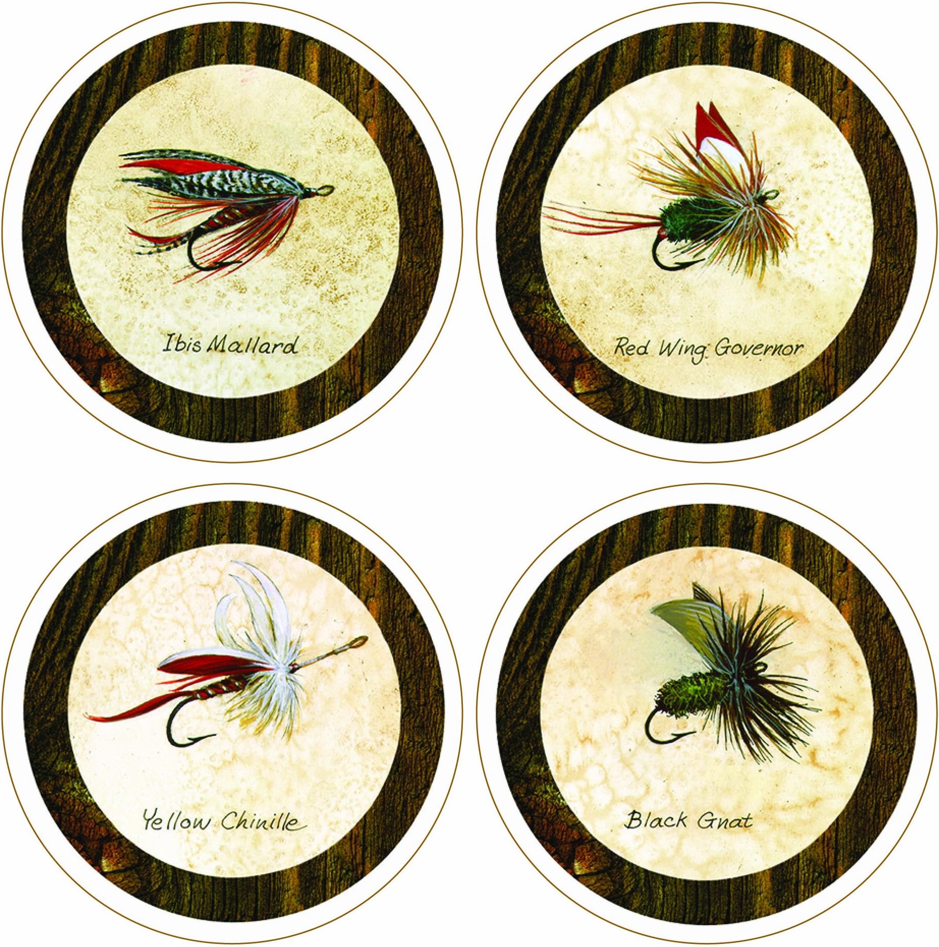 Amazon.com | Carson Fishing Square House Coaster Set: Coasters