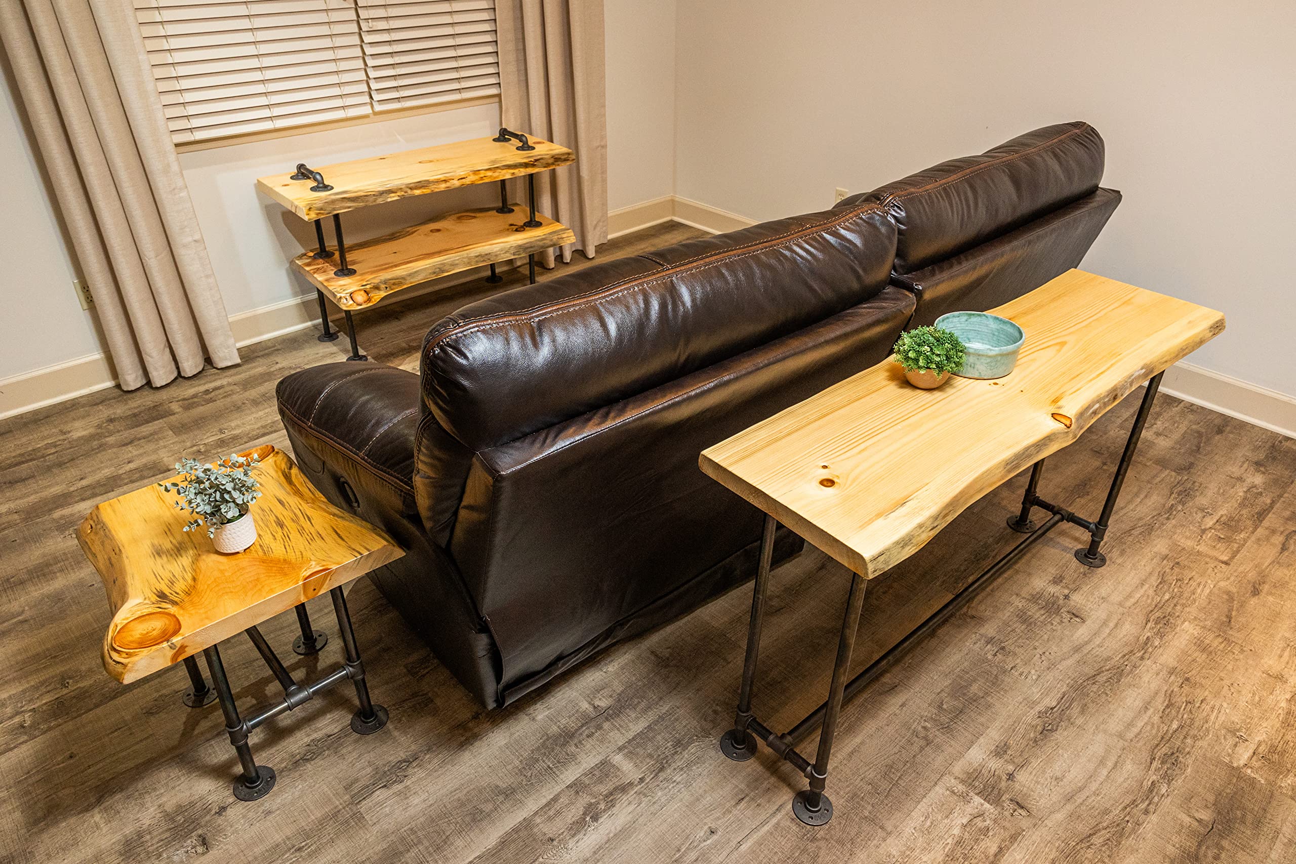 Wood Slab Console Table Pipe
