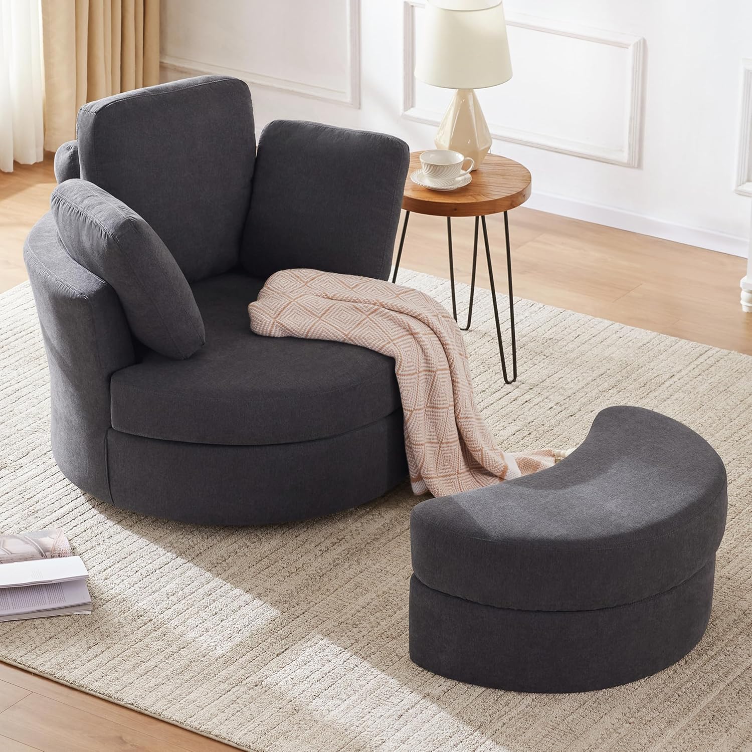 Amazon.com: Huatean Home 39” Swivel Accent Barrel Chairs with Removable ...