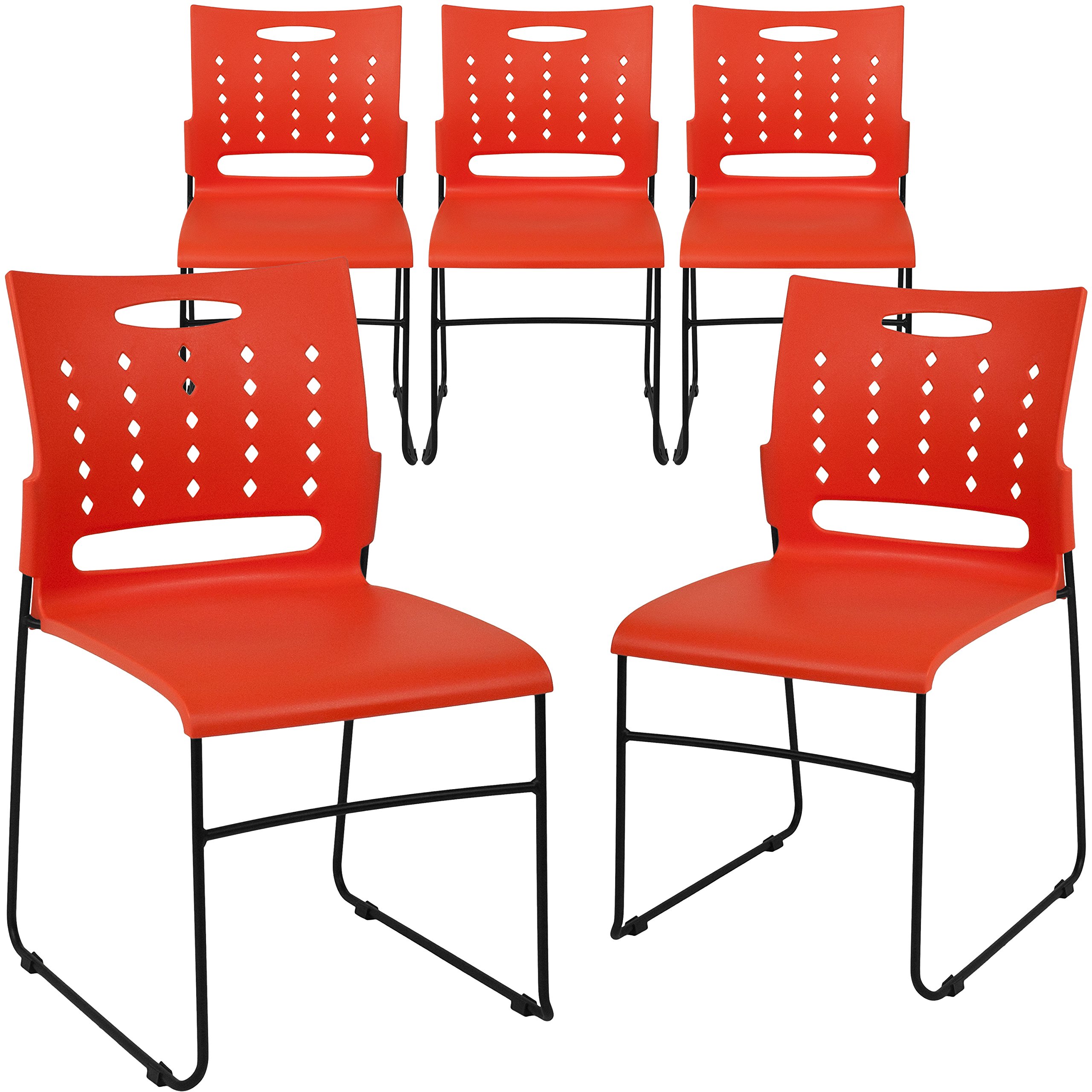 Flash Furniture 5 Pack HERCULES Series 881 lb. Capacity Orange Sled ...