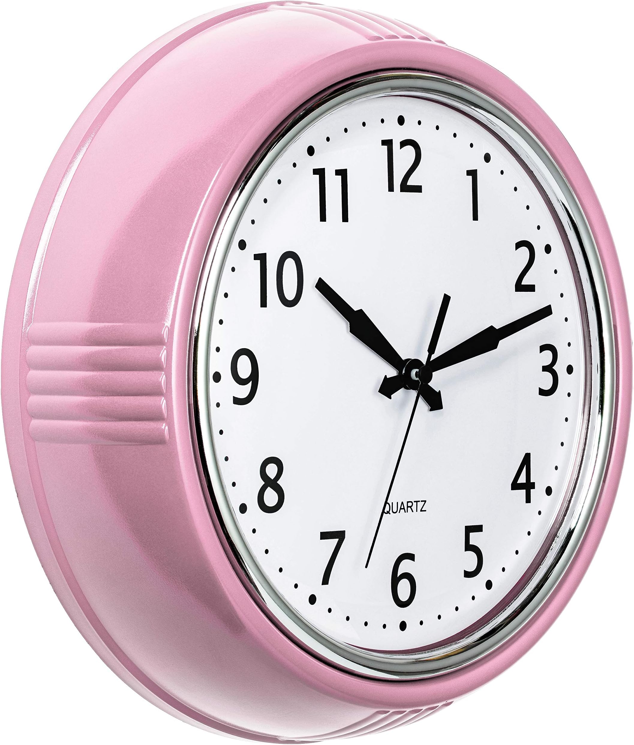 Bernhard Products Retro Wall Clock 9.5 Inch Pink Kitchen 50's Vintage ...