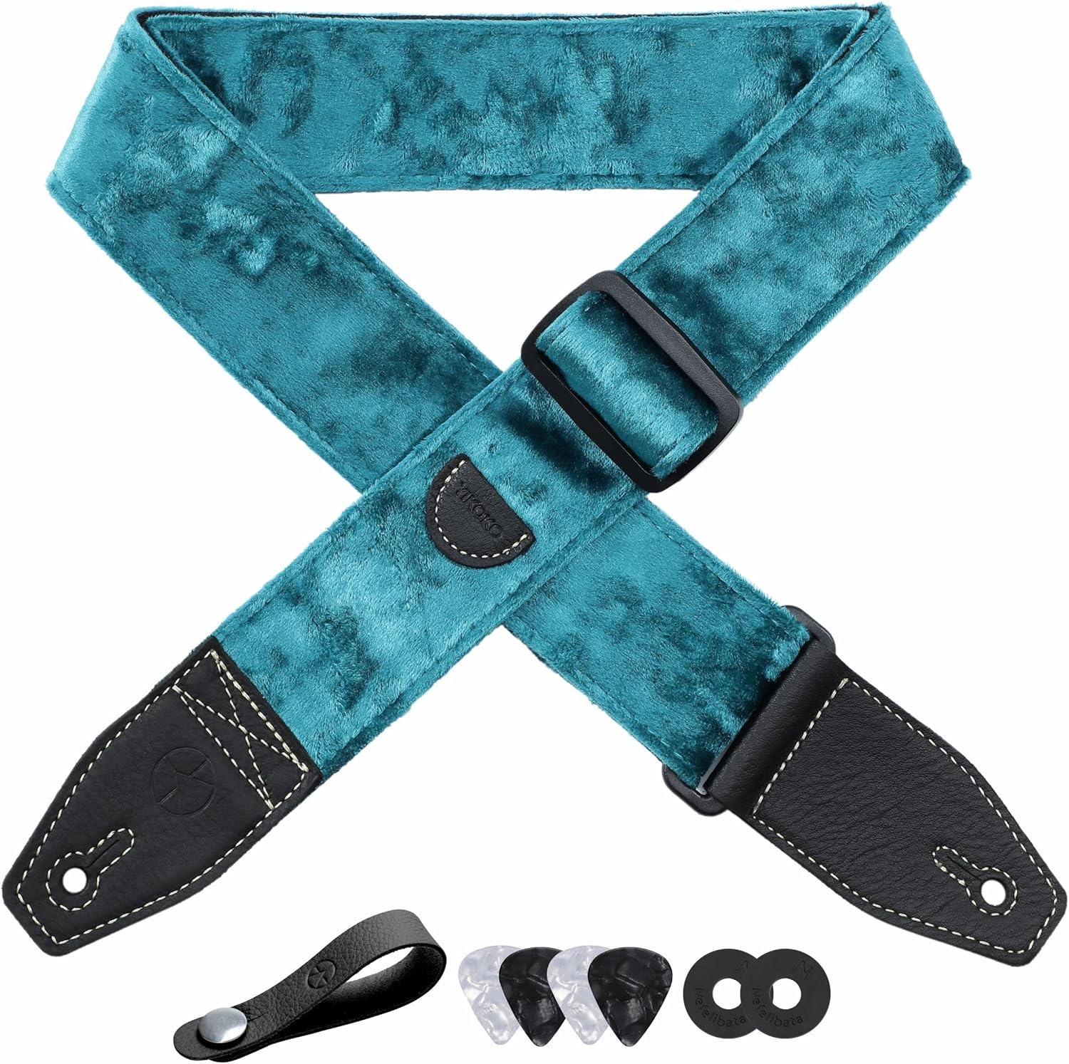 Amazon.com: YIKOKO Guitar Strap 2 inch Velvet Guitar Straps with Full ...