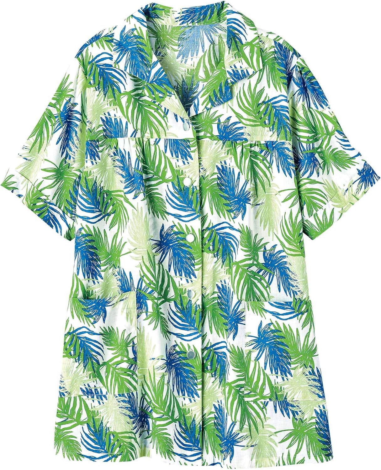 AmeriMark Women's Button Front Smock Casual Button-Down Shirt w/Patch ...