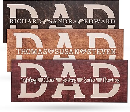 Amazon.com : Dad Sign Personalized W/Child Names - 2 Size - 4 Wood ...