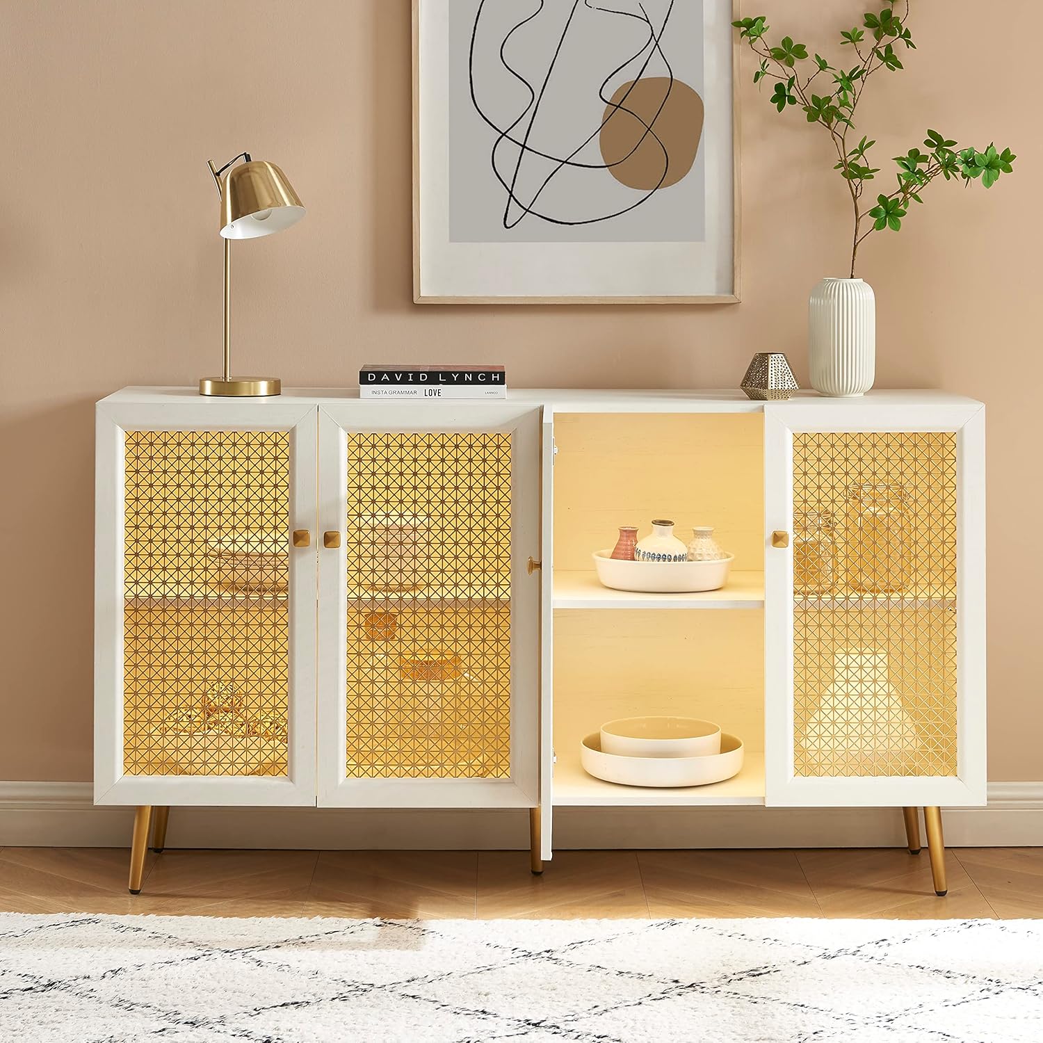 Amazon.com - JYED DECOR Sideboard Buffet Cabinet with LED Light and ...