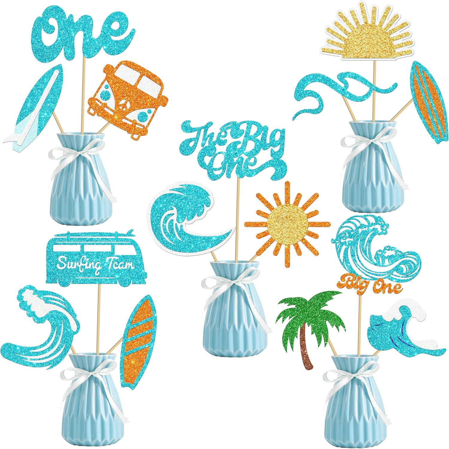 Amazon.com: 18pcs Glitter Summer Surfing Centerpiece Sticks Surfing 1st ...