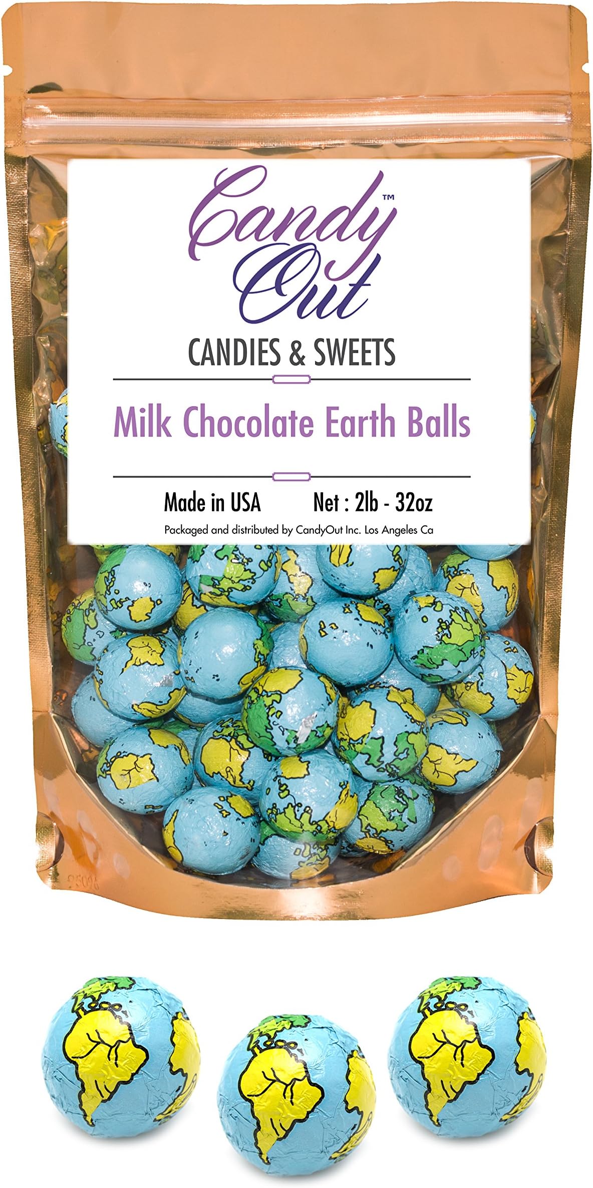 Amazon.com : Globe Foiled Milk Chocolate Earth Balls 5LB Bag : Gourmet ...