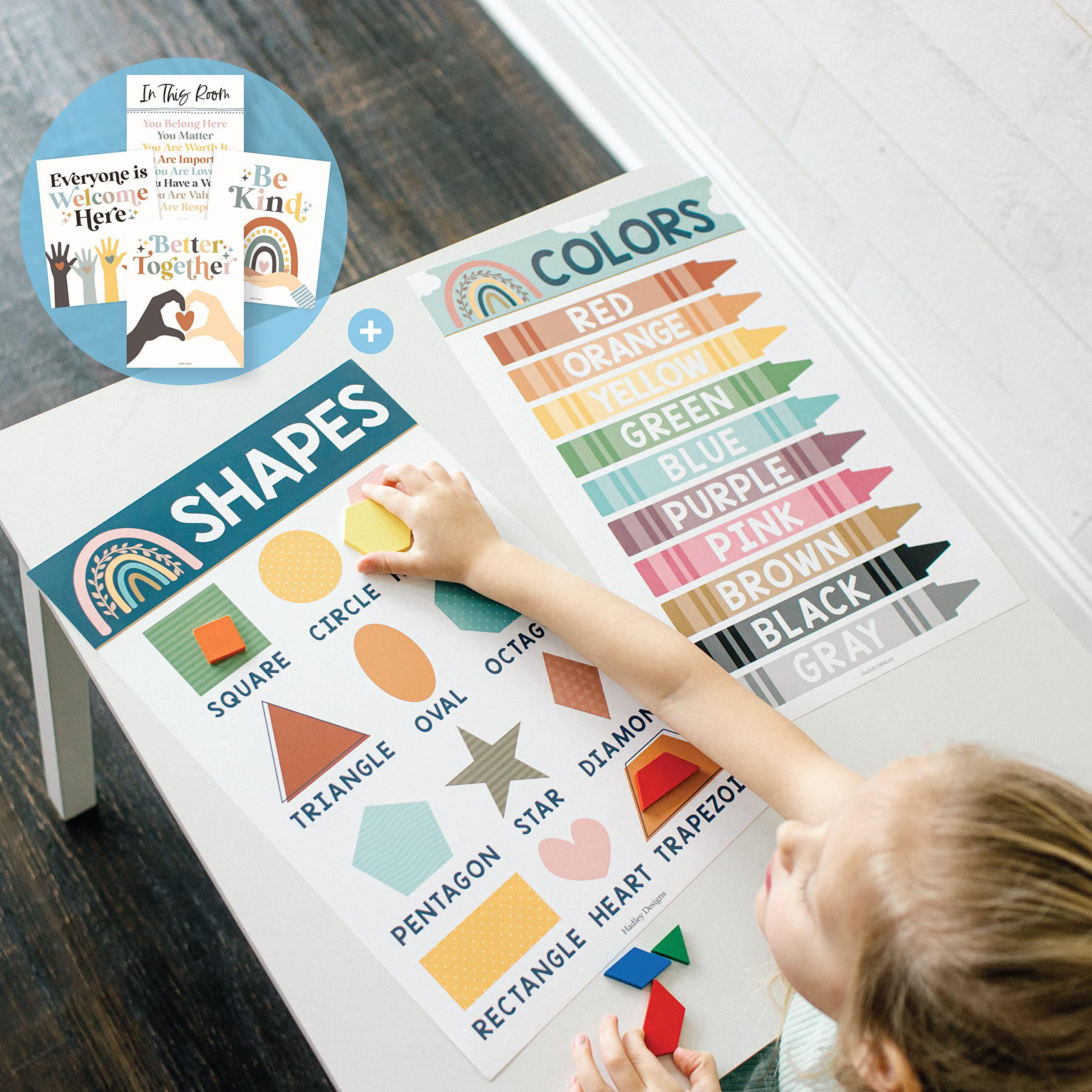 Amazon.com: 4 Boho Rainbow Pre K & Kindergarten Homeschool Supplies ...