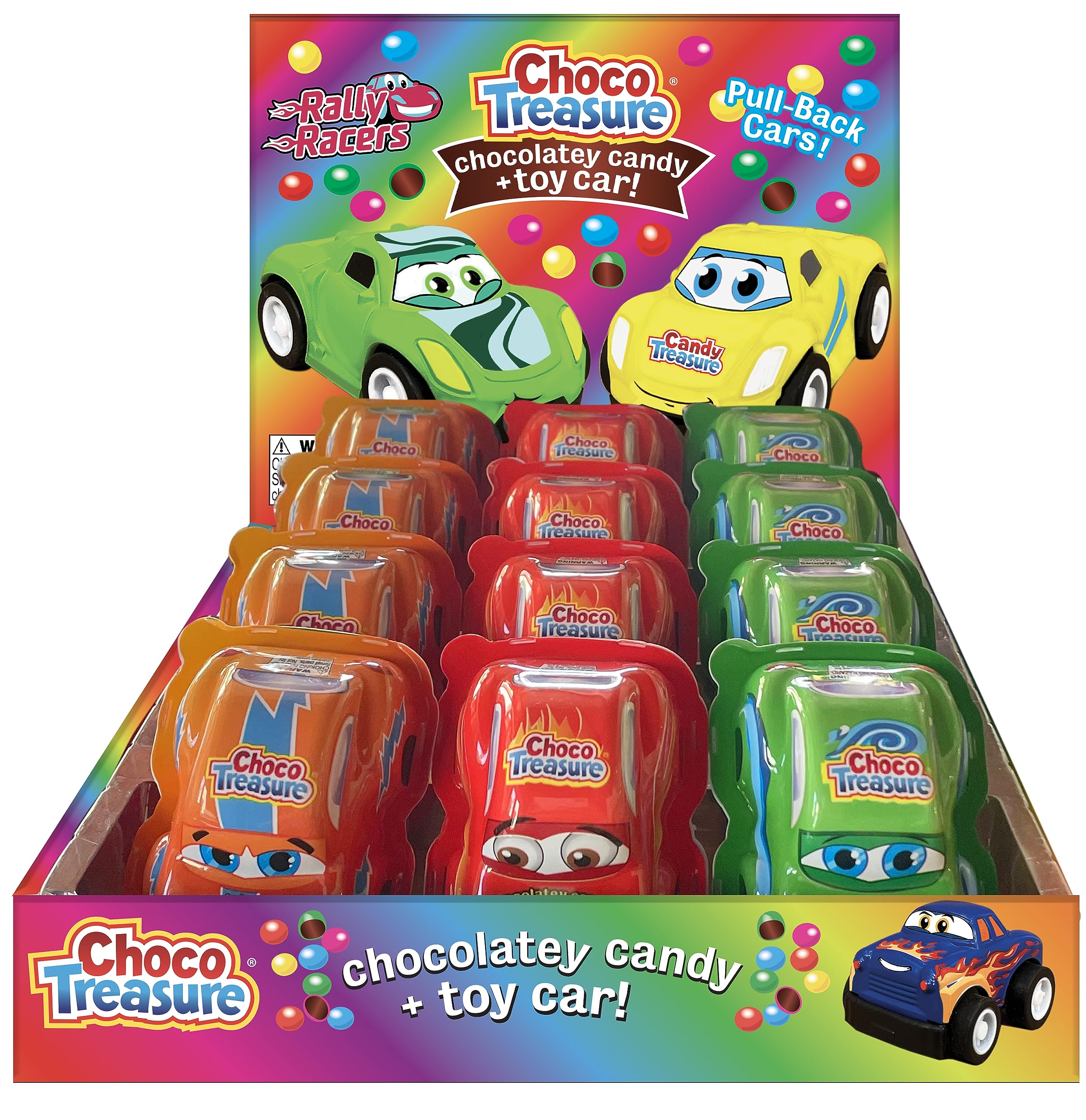 Amazon.com: Choco Treasure Surprise Cars | Trays of 12 Pull-Back Rally ...