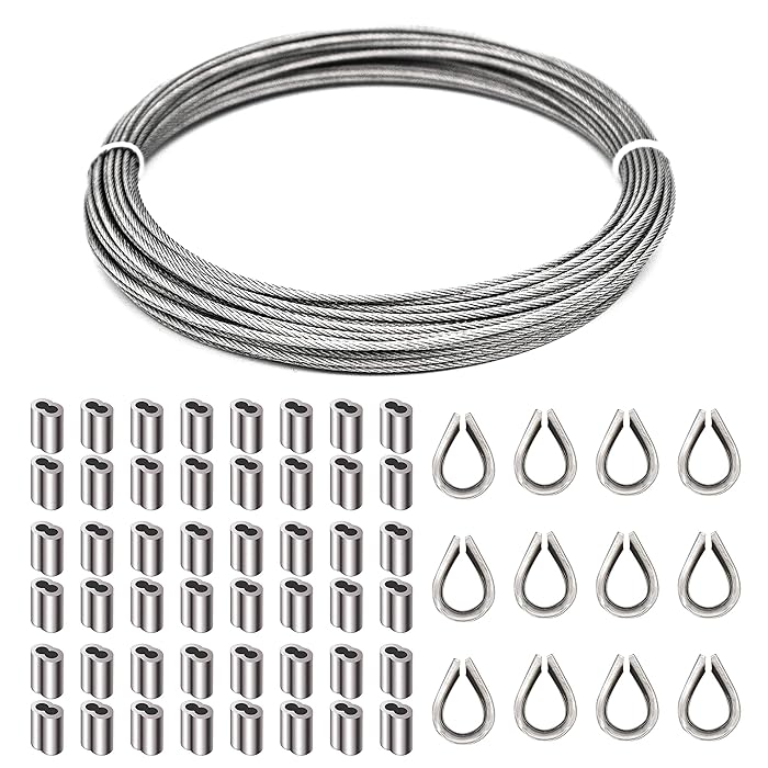 Buy Lesnala Stainless Steel Cable Railing Kits Includes Wire Rope 1/16 ...