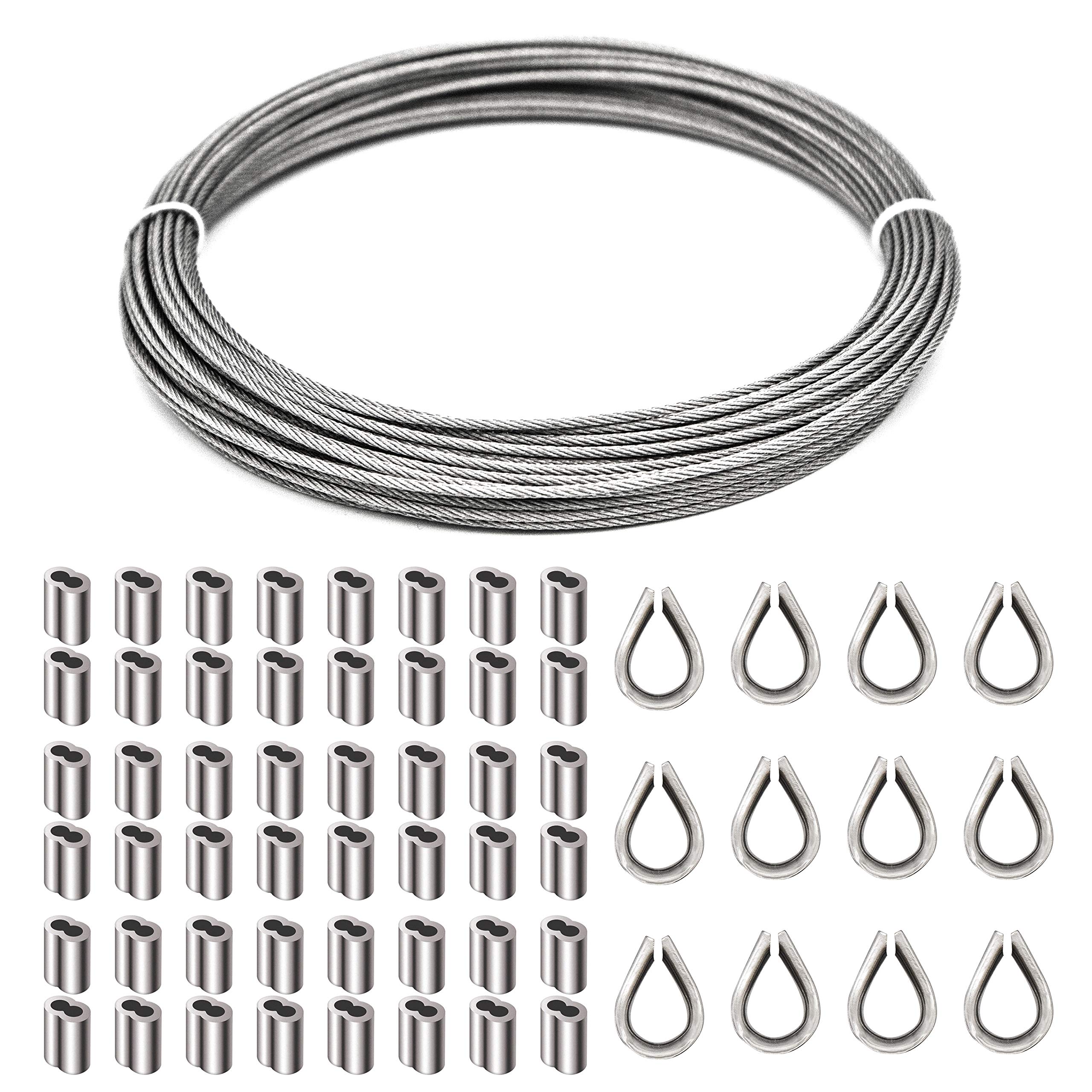 Buy Lesnala Stainless Steel Cable Railing Kits Includes Wire Rope 1/16 ...