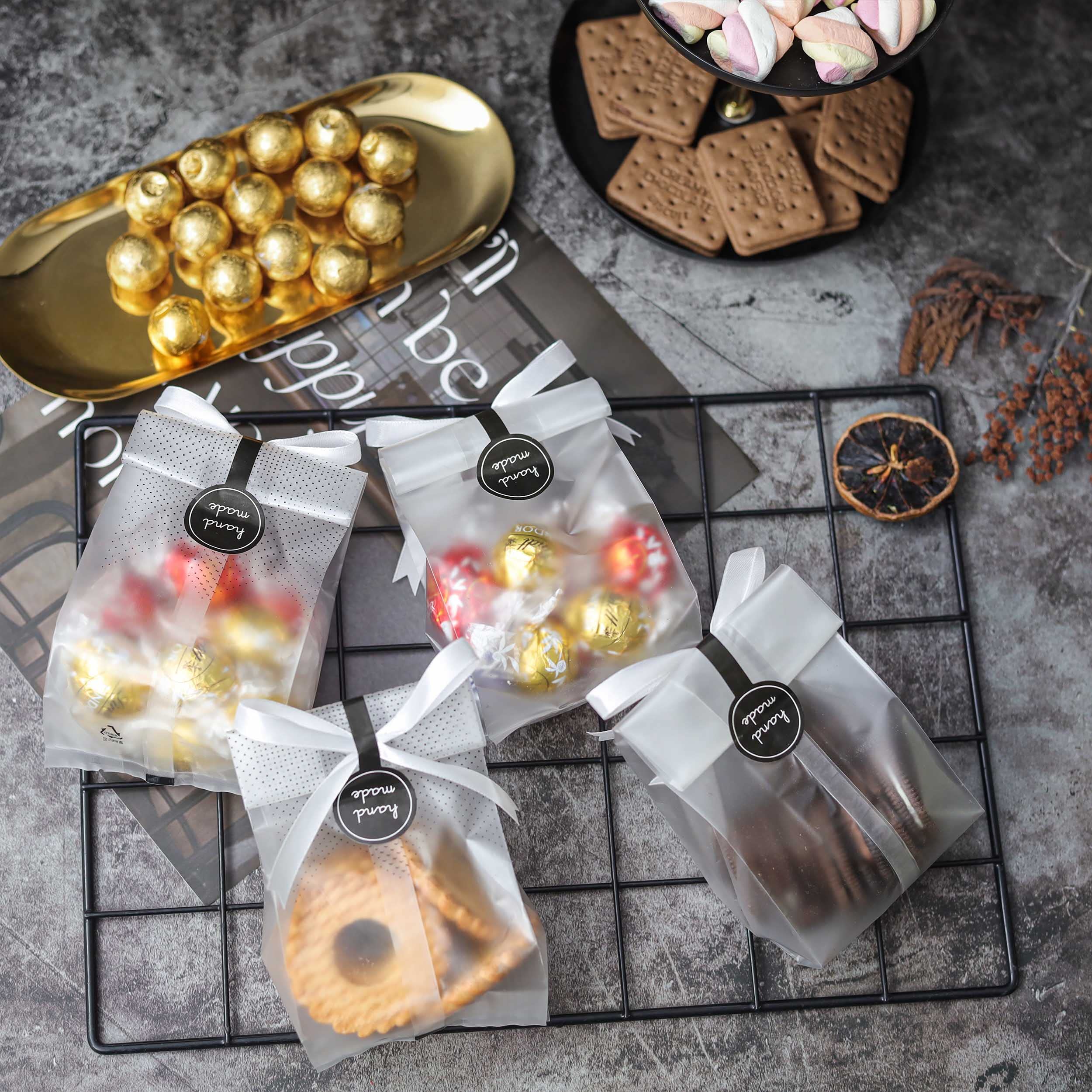 Snapklik.com : YunKo Cookie Bags For Gift Giving Clear Cellophane Treat ...