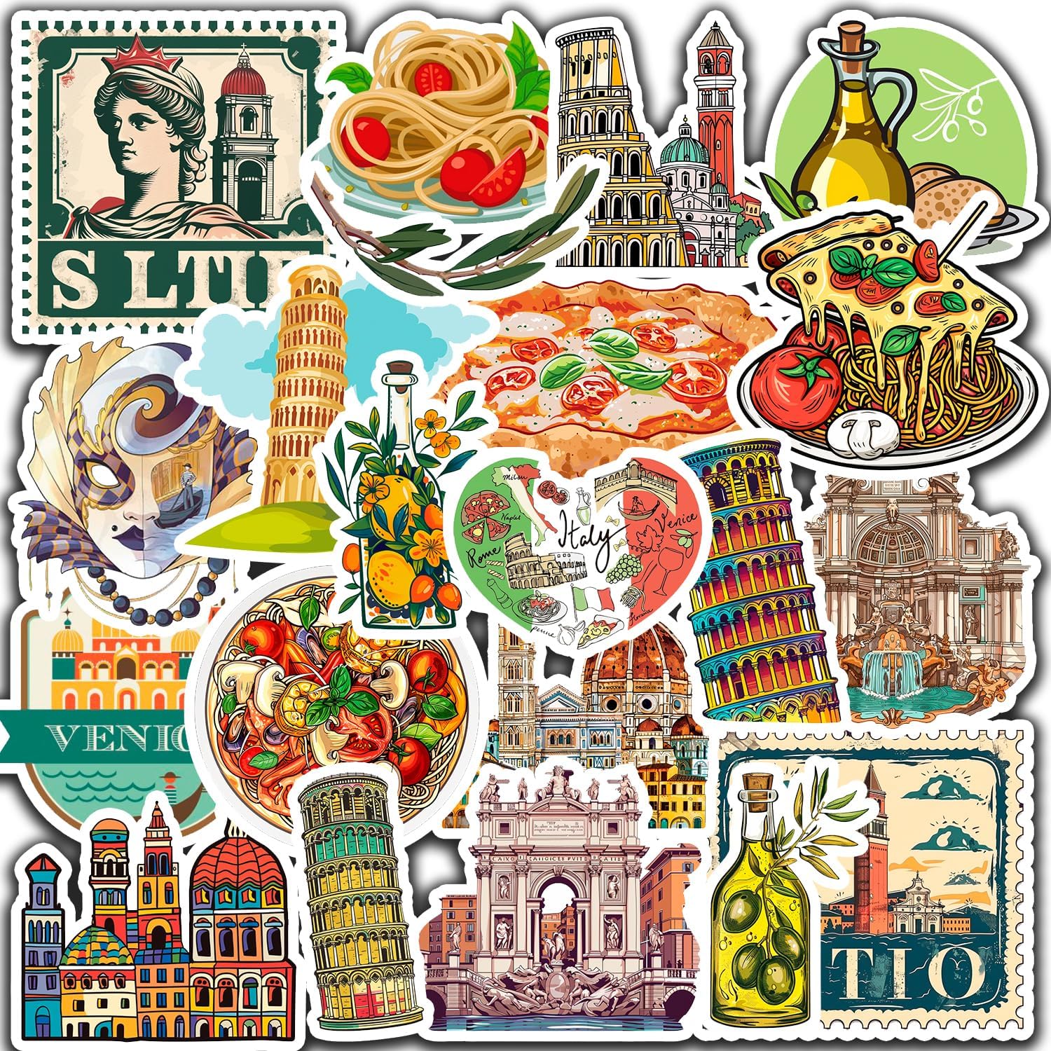 Amazon.com: Generic 22 PCS Adventure Italy Travel Stickers - Inspiring ...