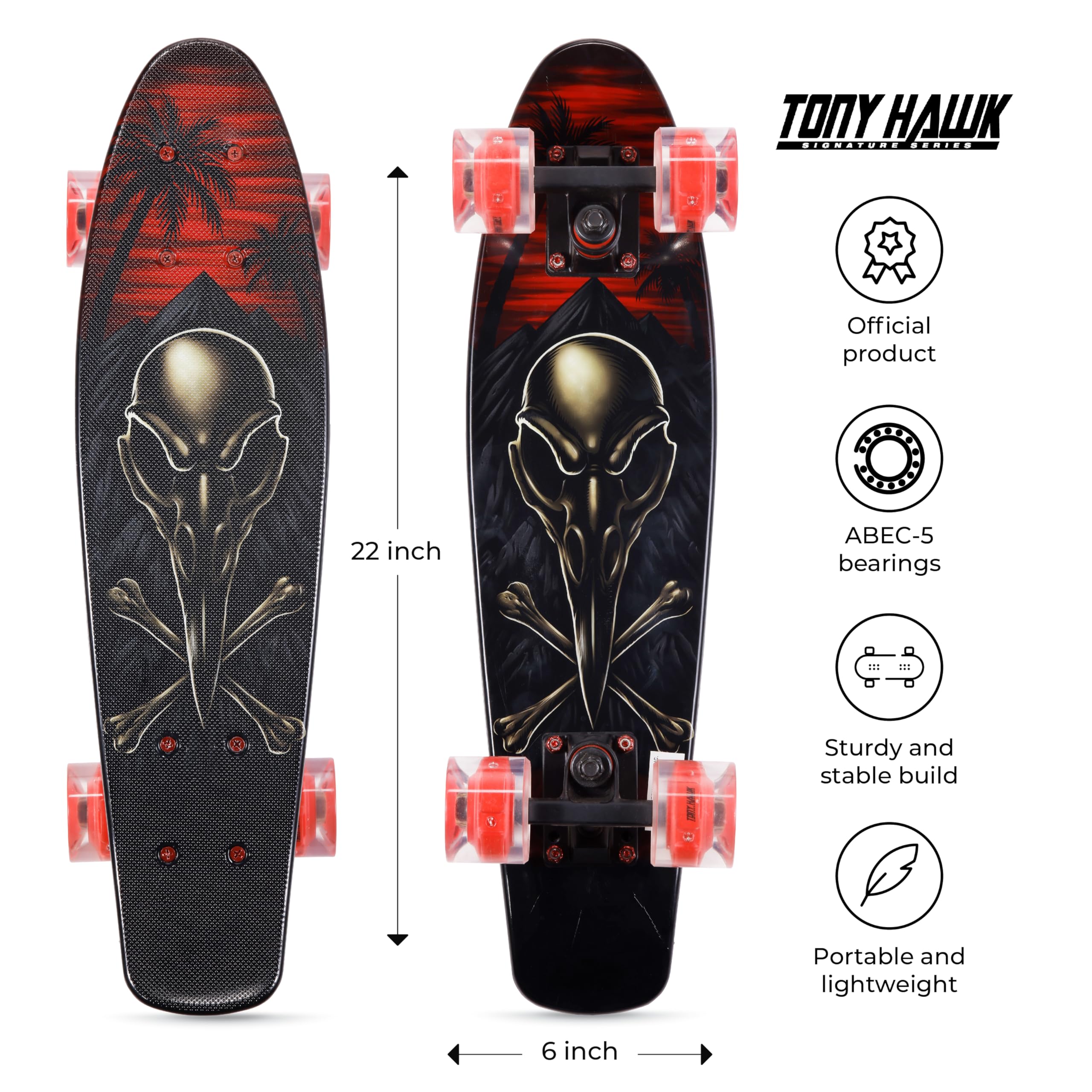 Snapklik.com : Tony Hawk 22" Complete Cruiser Skateboard, 9-ply Maple ...