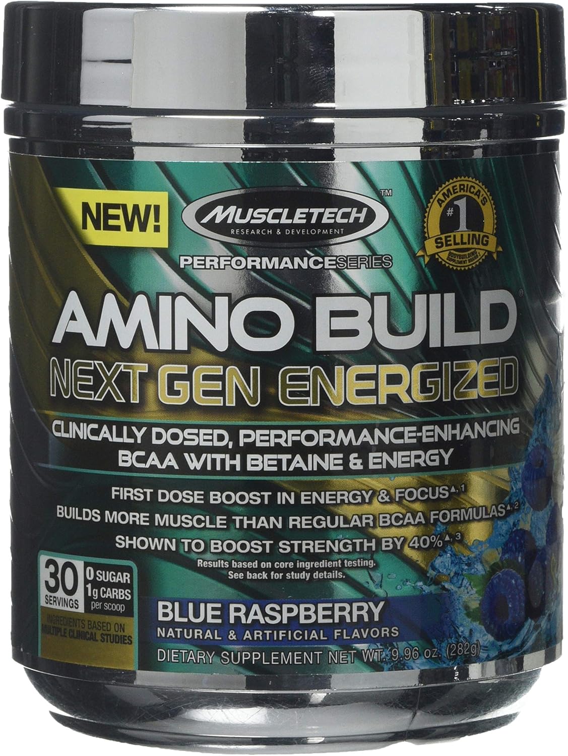 Muscletech Amino Build Next Gen Energized Powder, 278 g, Blue Raspberry ...
