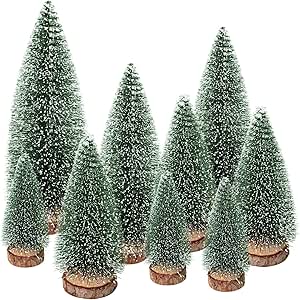 Amazon.com: 9Pcs Mini Christmas Tree, Bottle Brush Christmas Trees ...