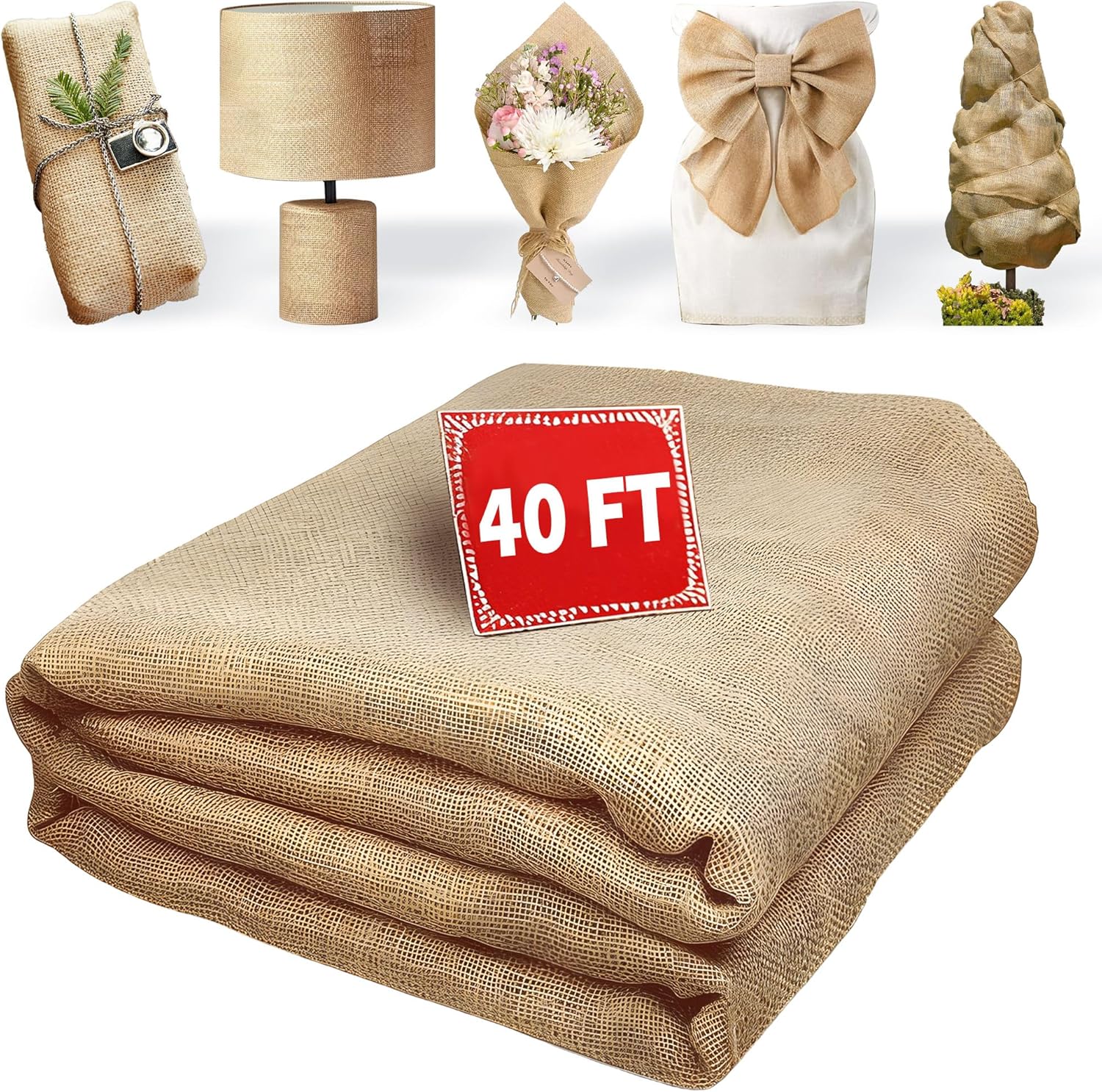 Amazon.com : koretech 40“ x 40 Feet Burlap Roll Multipurpose Burlap ...