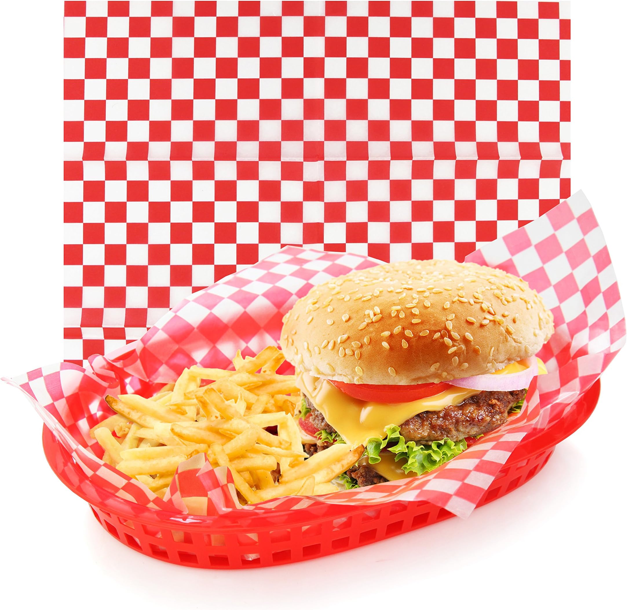 Amazon.com: New Star Foodservice 44263 Red Check Food Basket Liners, 12 ...