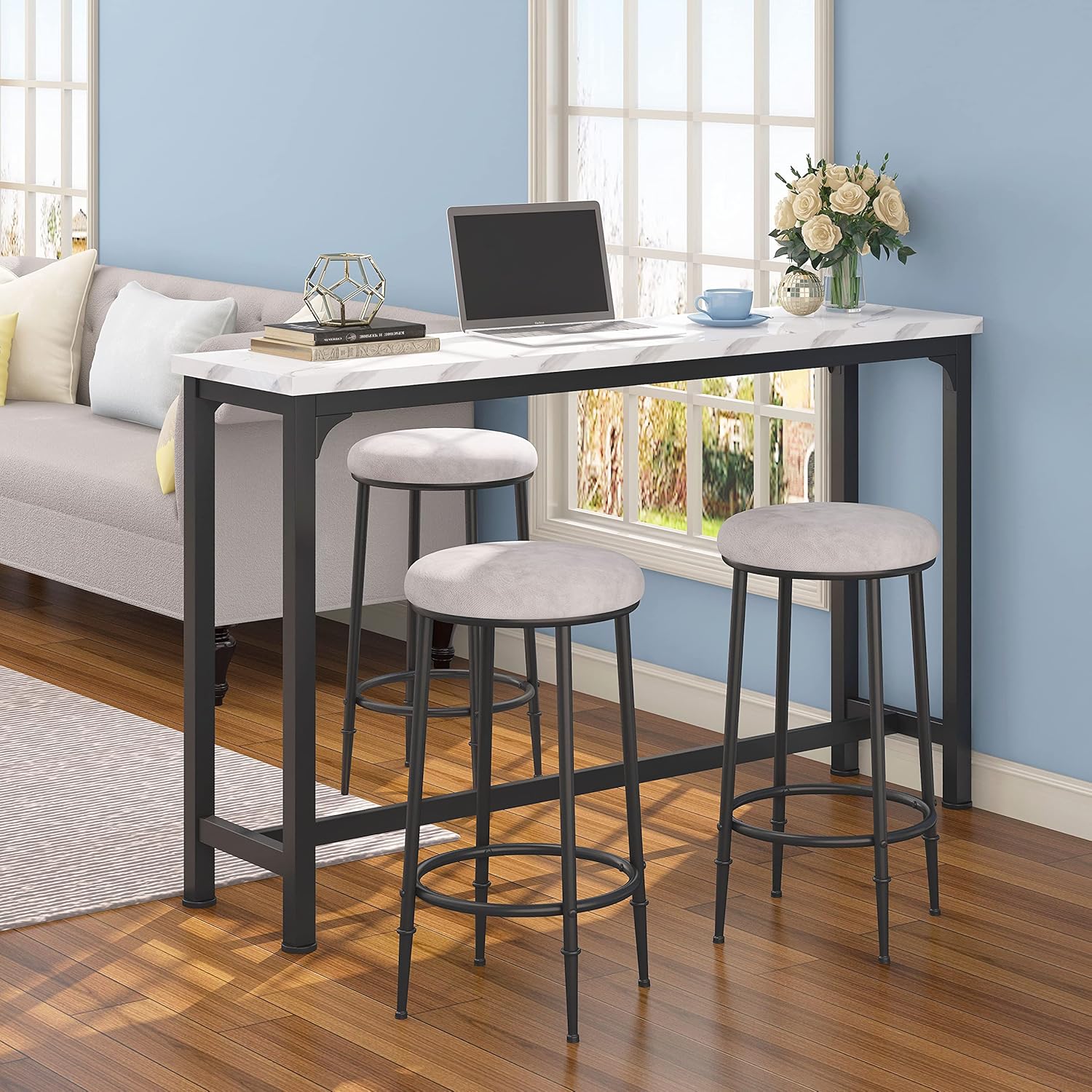Amazon.com - JOSMORE 4 Piece Bar Table and Chairs Set, Bar Table Set of ...
