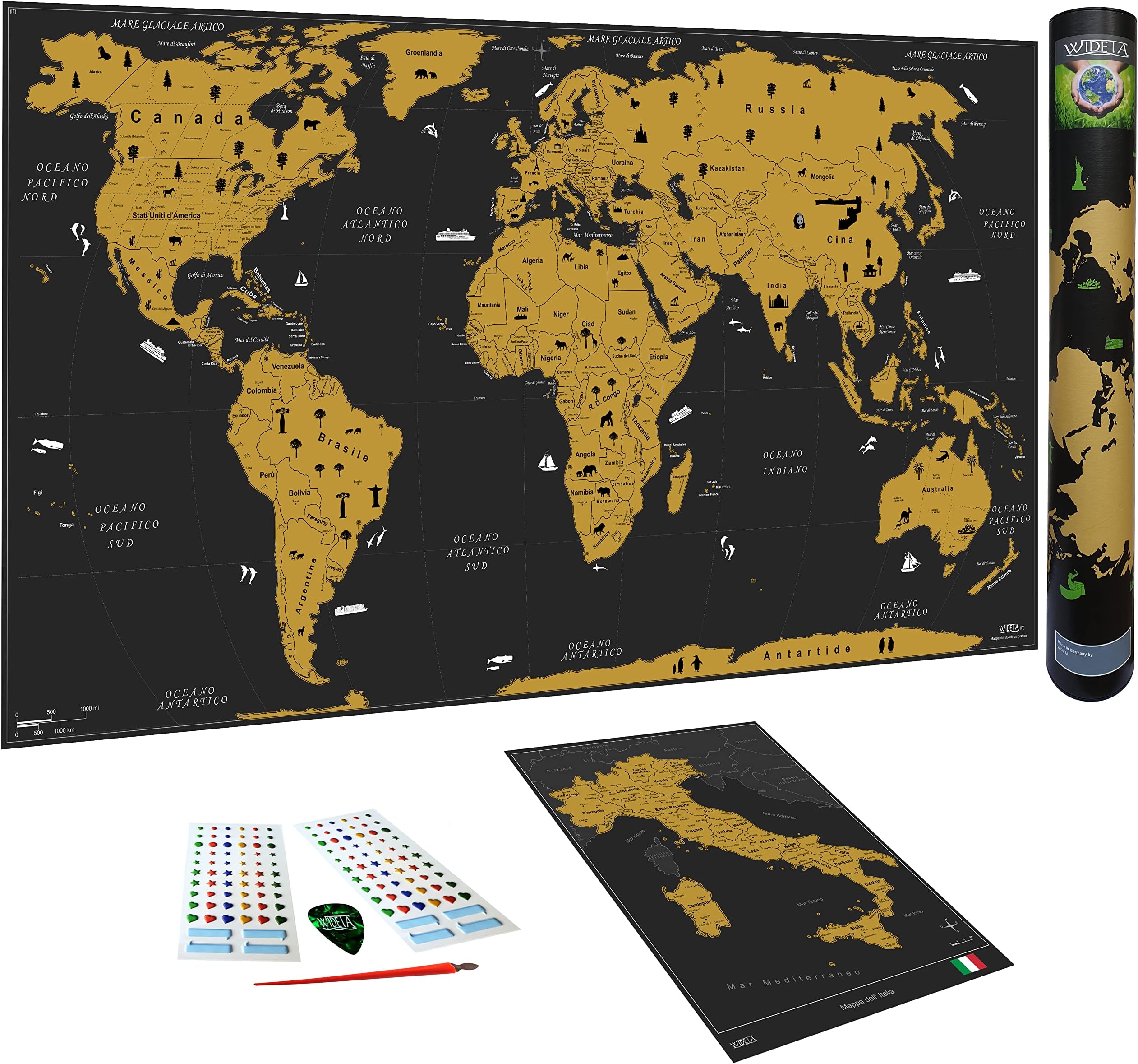 Mappa del mondo da grattare e idee regalo - Extra large - 84 x 59 cm ...