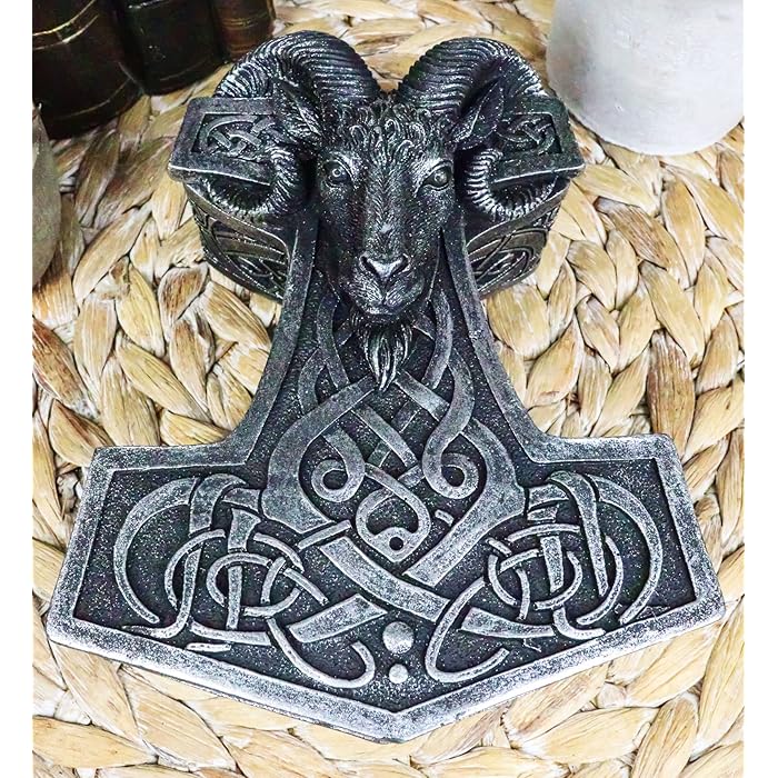 Buy Ebros Gift Viking Ram Skull Thor Hammer Mjolnir with Runes Knotwork Decorative Jewelry Box ...