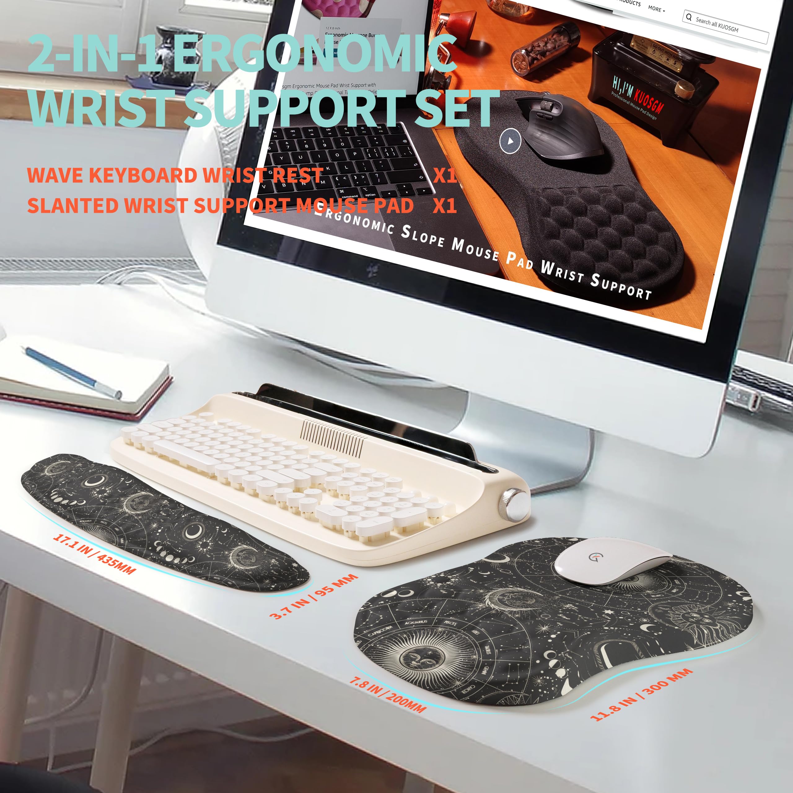 Snapklik.com : 2-in-1 Ergonomic Set, Wave Rise Keyboard Wrist Rest And ...