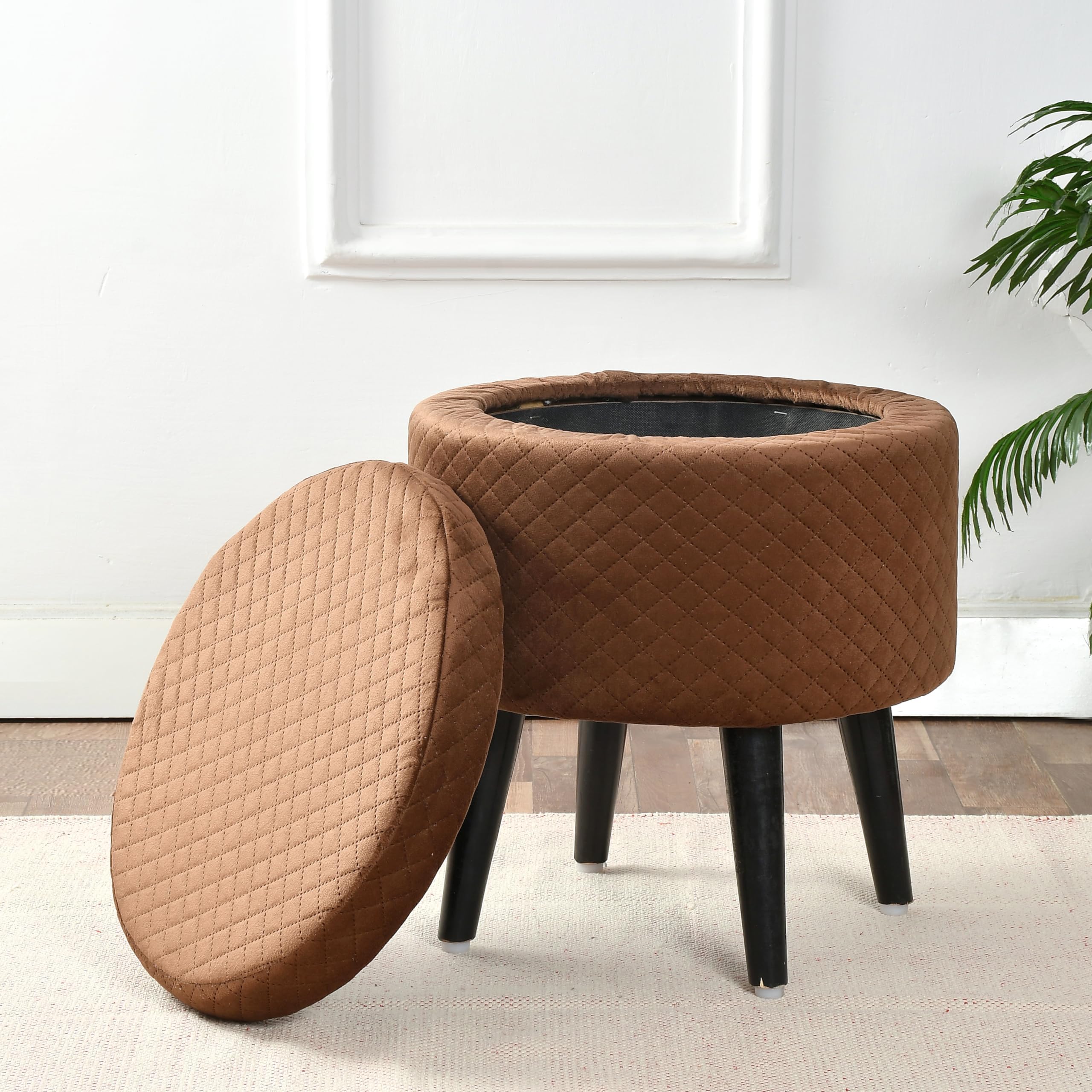 Homeaccex Storage Ottoman Stool for Living Room, Upholstered Tufeted ...