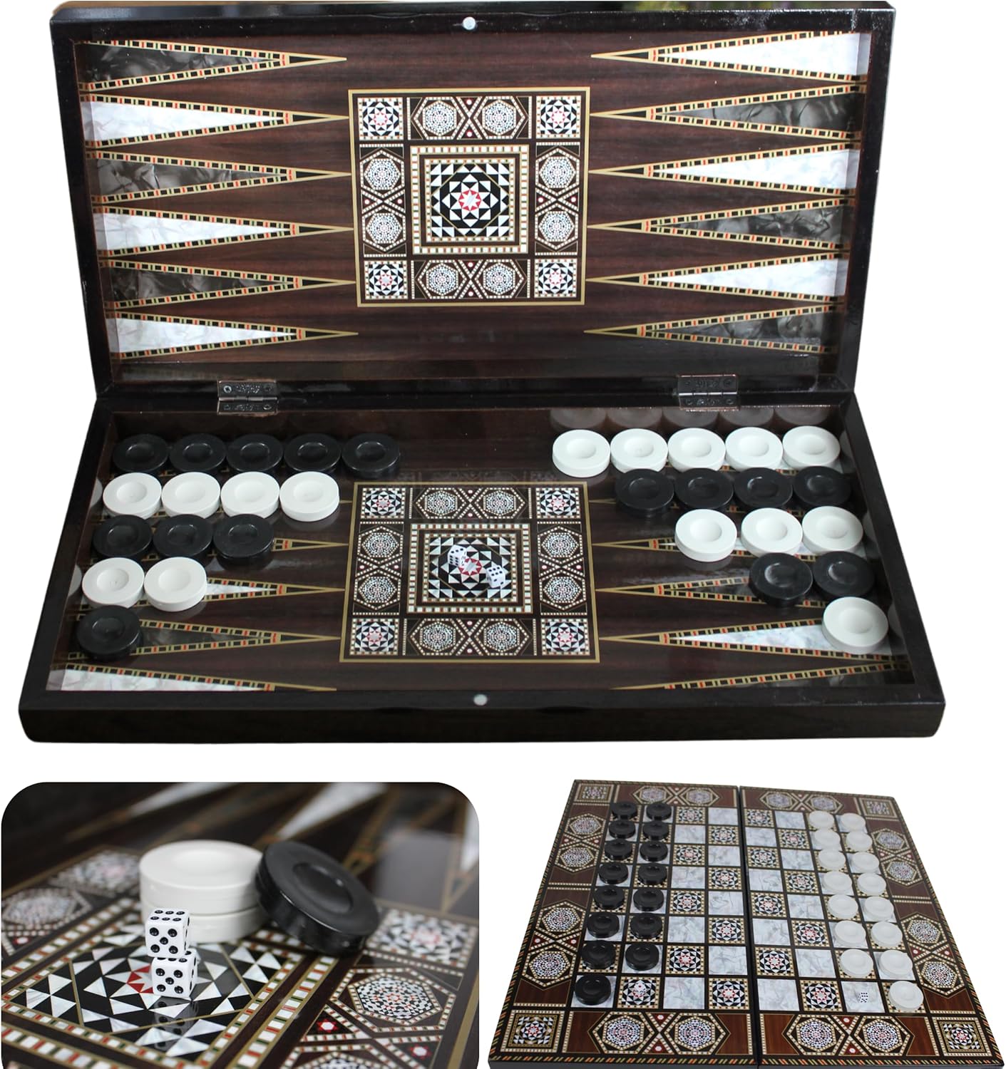 Amazon.com: Park Oz Pearl Premium Turkish Backgammon and Chess Set 19 ...