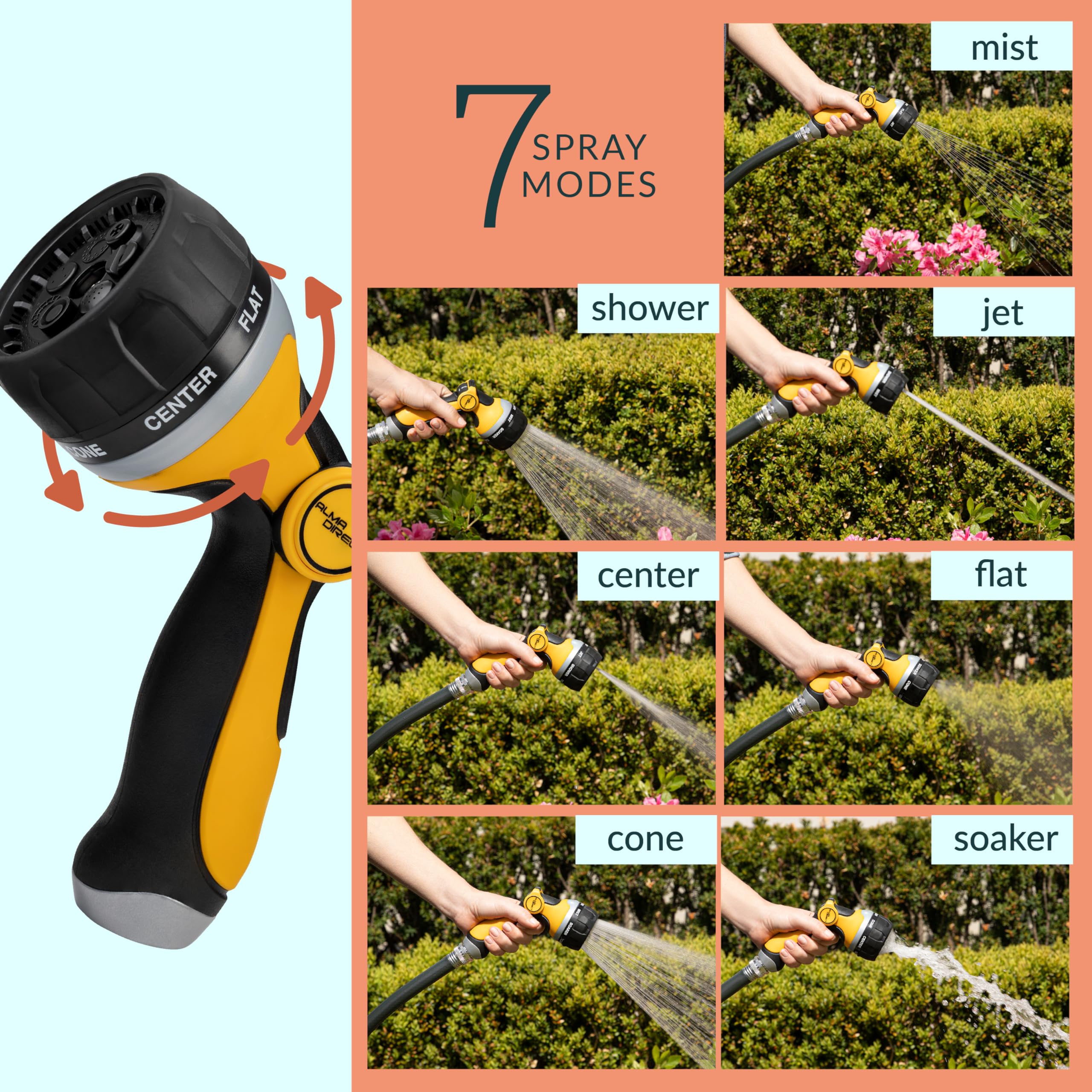 Snapklik.com : ALMA Garden Hose Nozzle HEAVY DUTY - 7 Spray Pattern ...