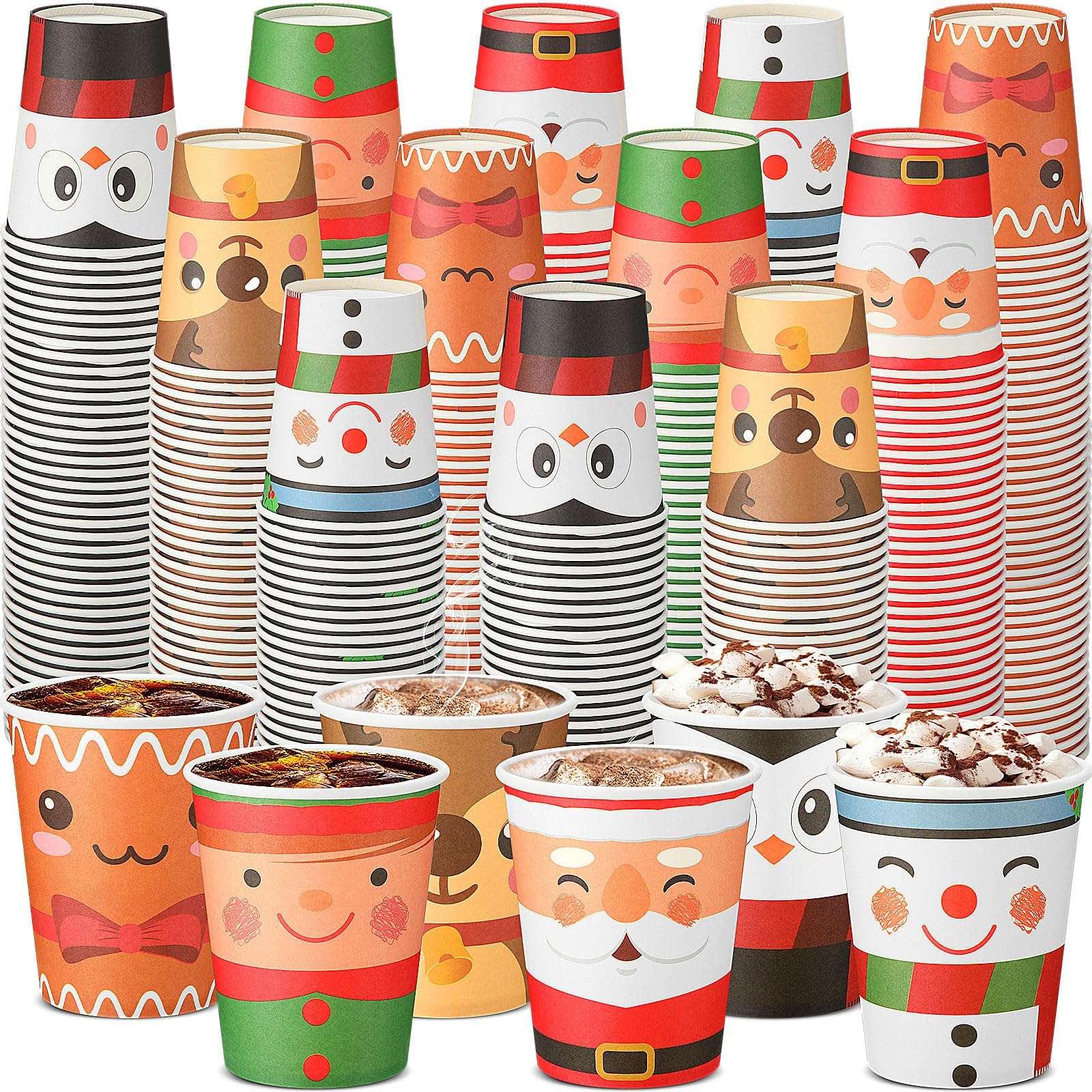 Amazon.com: Yaomiao 300 Pcs 9 oz Christmas Paper Cups Disposable ...