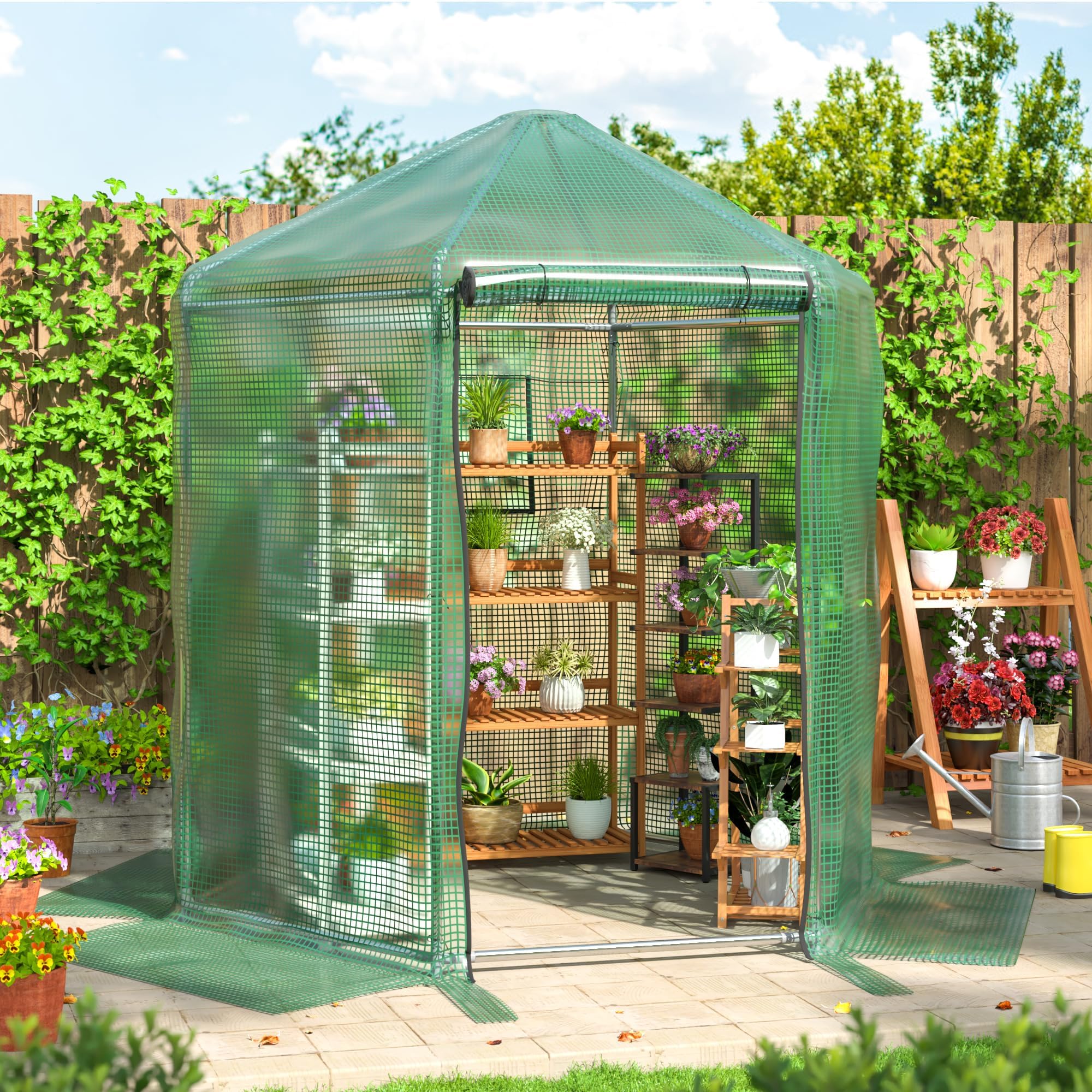Amazon.com : DAKITO 7x7x7.3 FT Walk-in Greenhouse, Heavy-Duty Metal ...