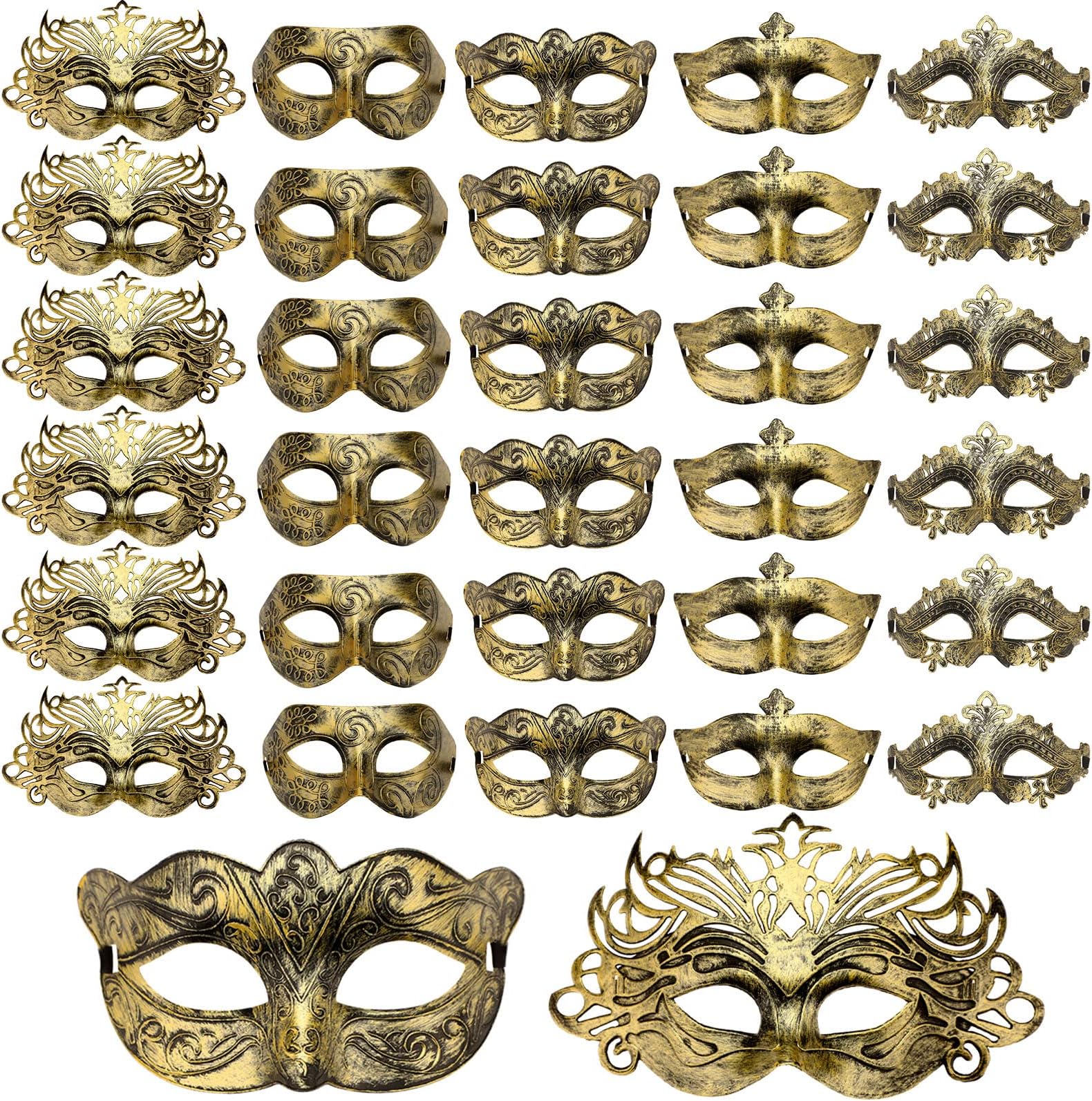 Amazon.com: MOVINPE Mardi Gras Masks Bulk, 20 Pack Carnival Masquerade ...