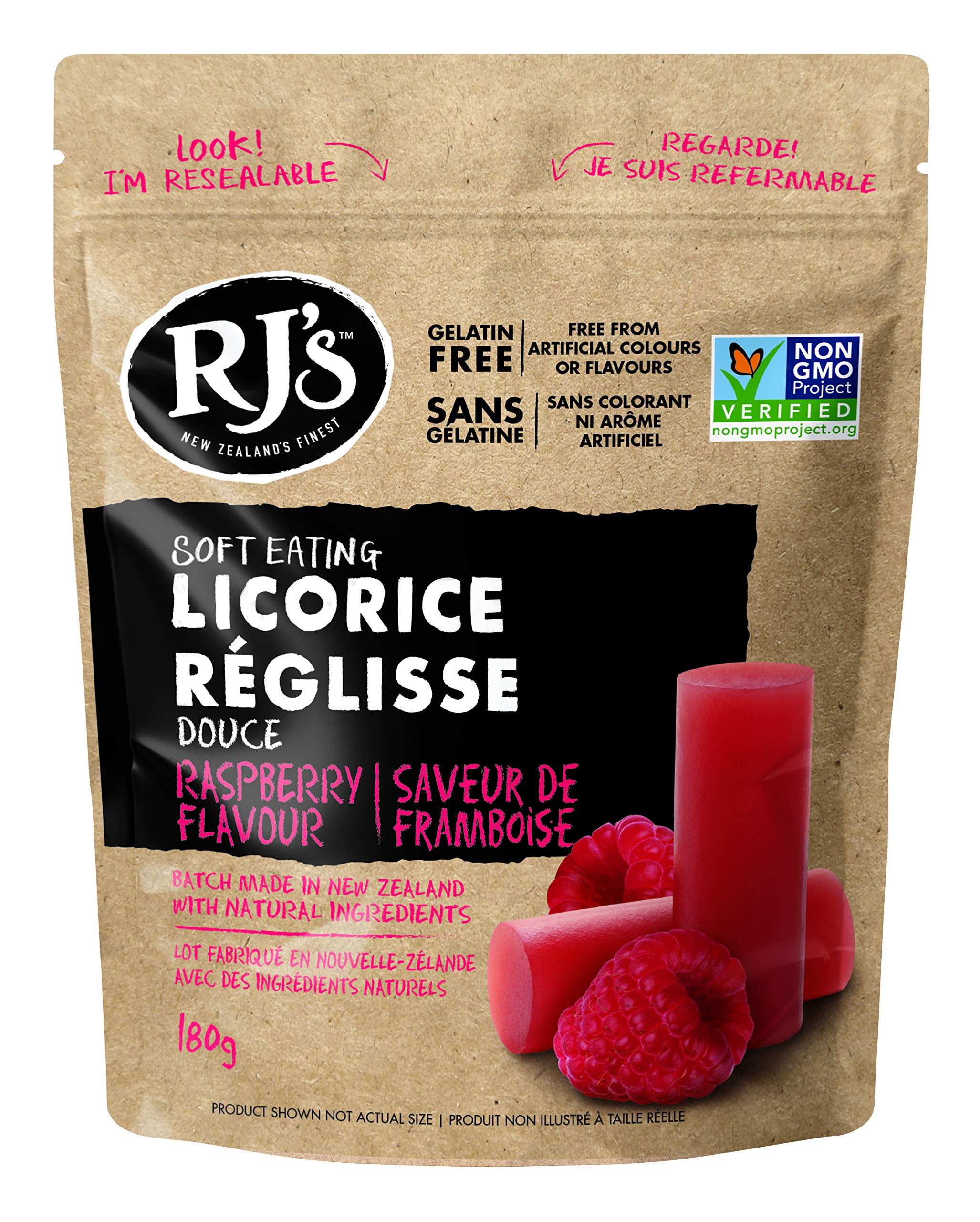 RJ'S Licorice Raspberry Australian Soft Licorice, 180 Grams (Pack Of 8 ...