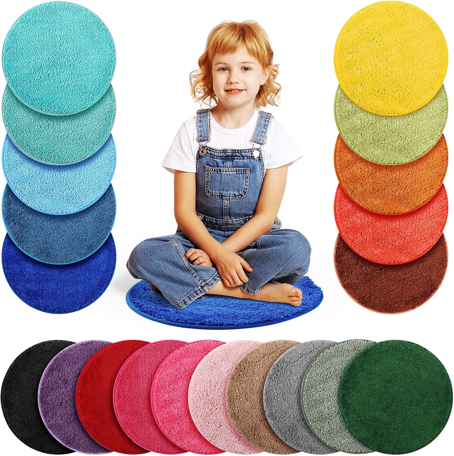 Amazon.com: Drydiet 20 Pcs Kids Mats 18 Inch Crazy Round Carpet Seats ...